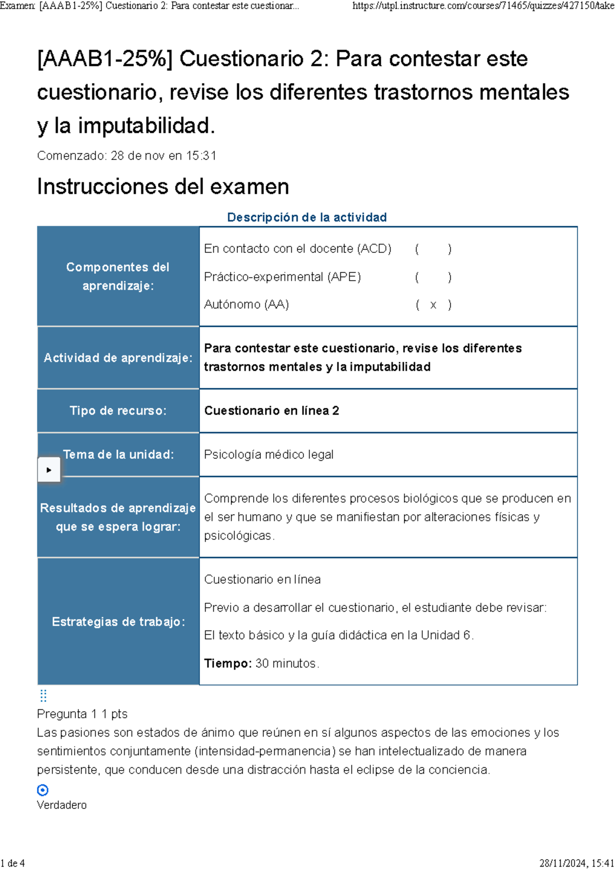 Examen [AAAB 1-25 ] Cuestionario 2 Para contestar este cuestionario ...