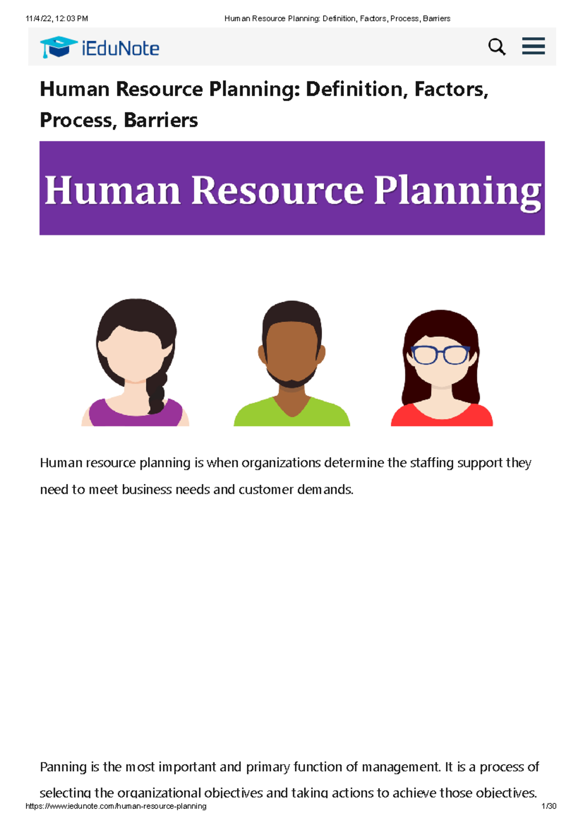 Human Resource Planning Definition, Factors, Process, Barriers - Human Resource Planning: - Studocu
