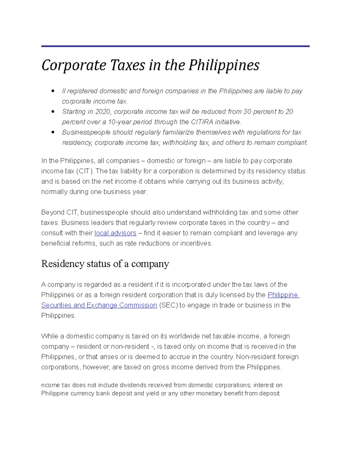 Corporate Income Tax - Copied - Corporate Taxes in the Philippines ll ...