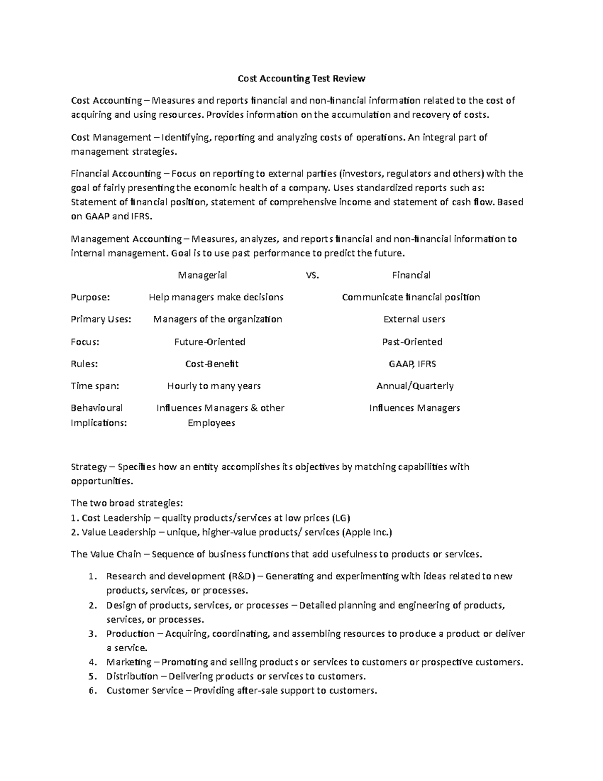 Cost Accounting Test Review - Provides information on the accumulation ...
