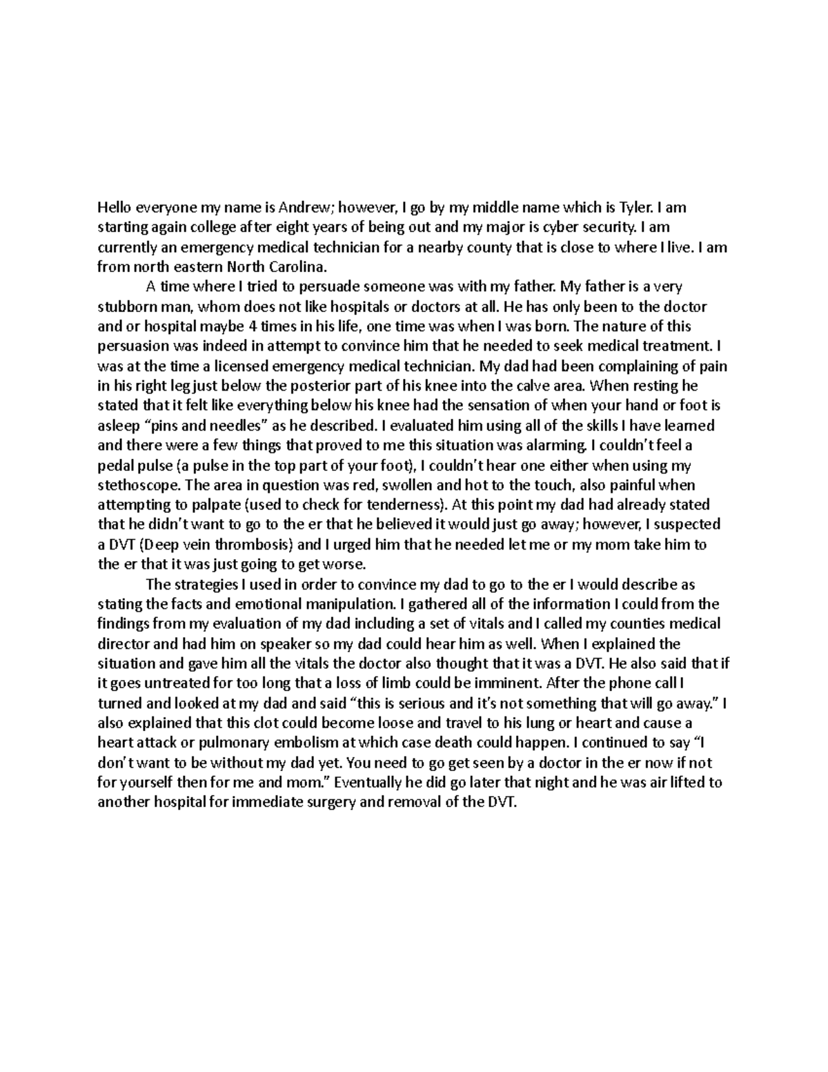 English Discussion module 1 - Hello everyone my name is Andrew; however ...