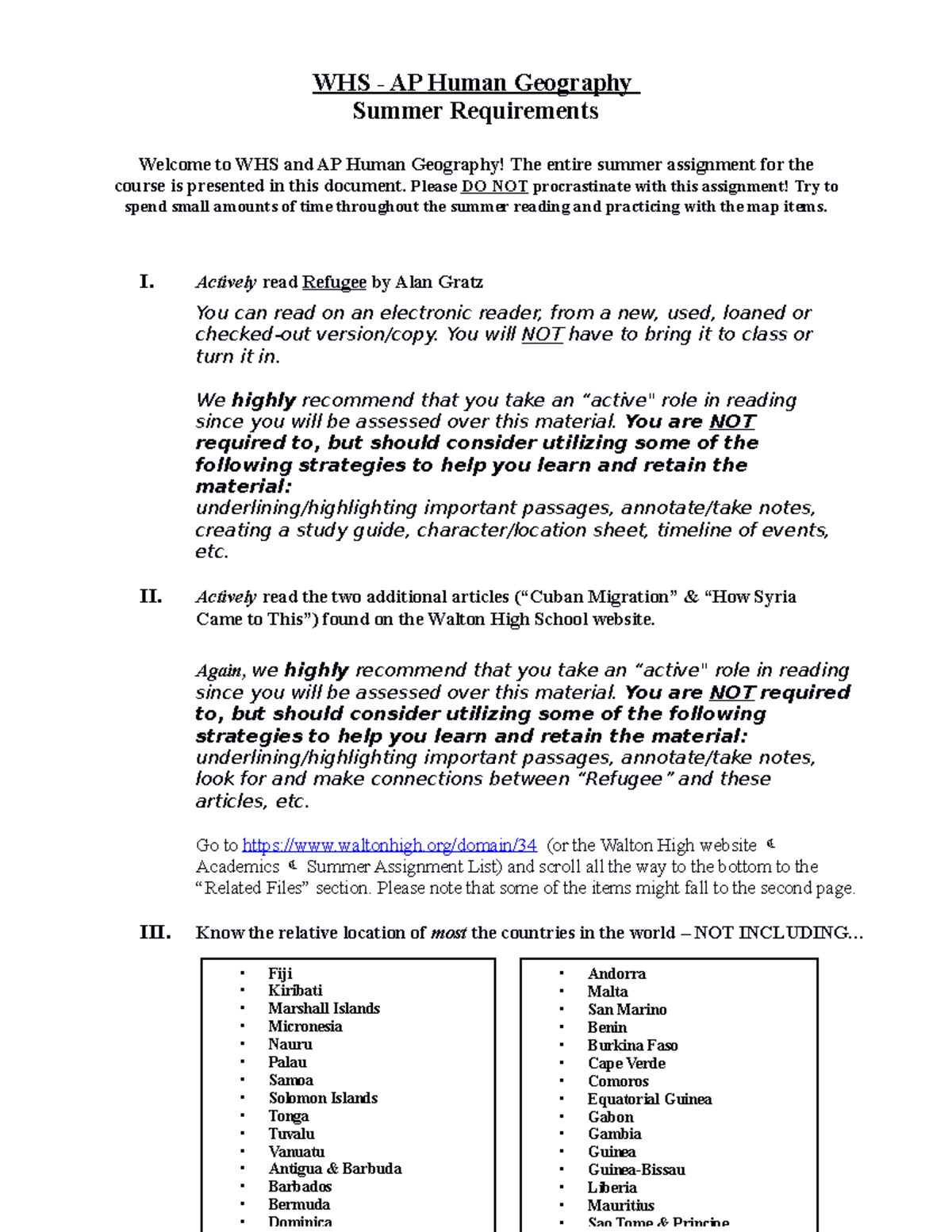 AP Human Geography Summer Requirements - WHS - AP Human Geography ...