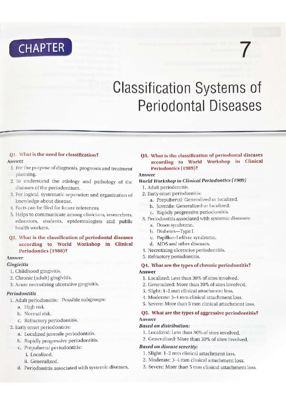 classification systems of periodontal diseases - BDS - Studocu