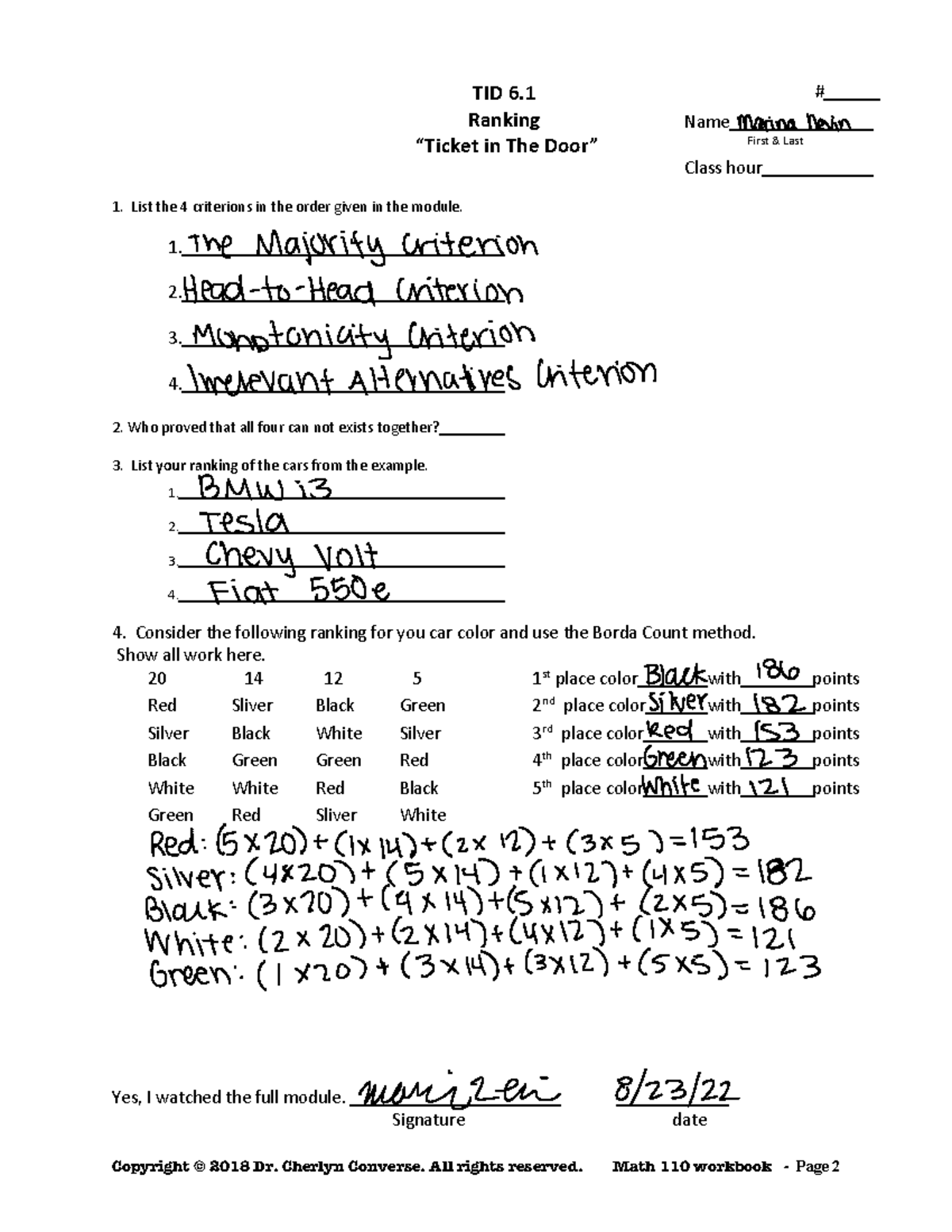 Math110 notes pt. 1 - First section of TID's and classwork - Copyright ...