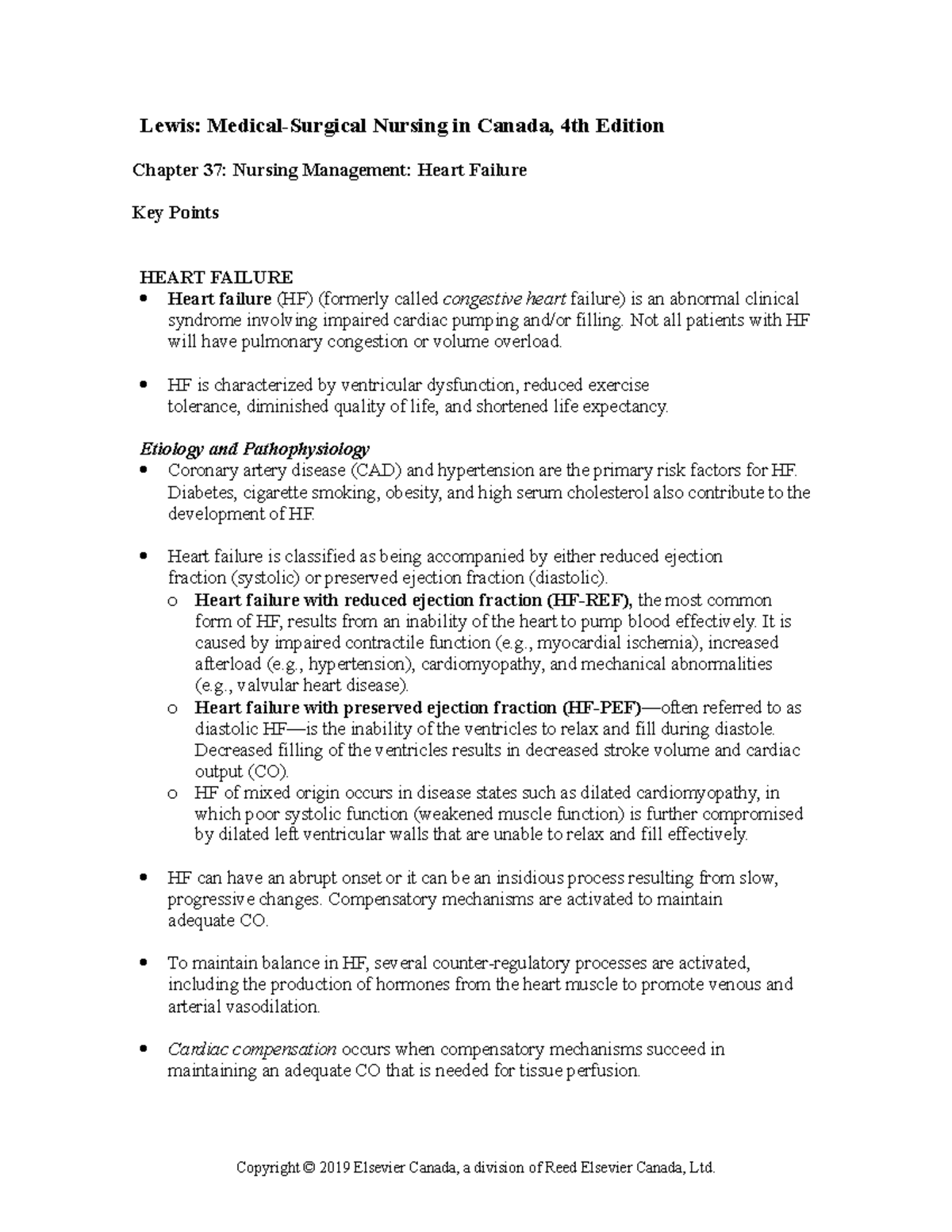 Chapter 037 - Nursing Management: Heart Failure - Copyright © 2019 ...