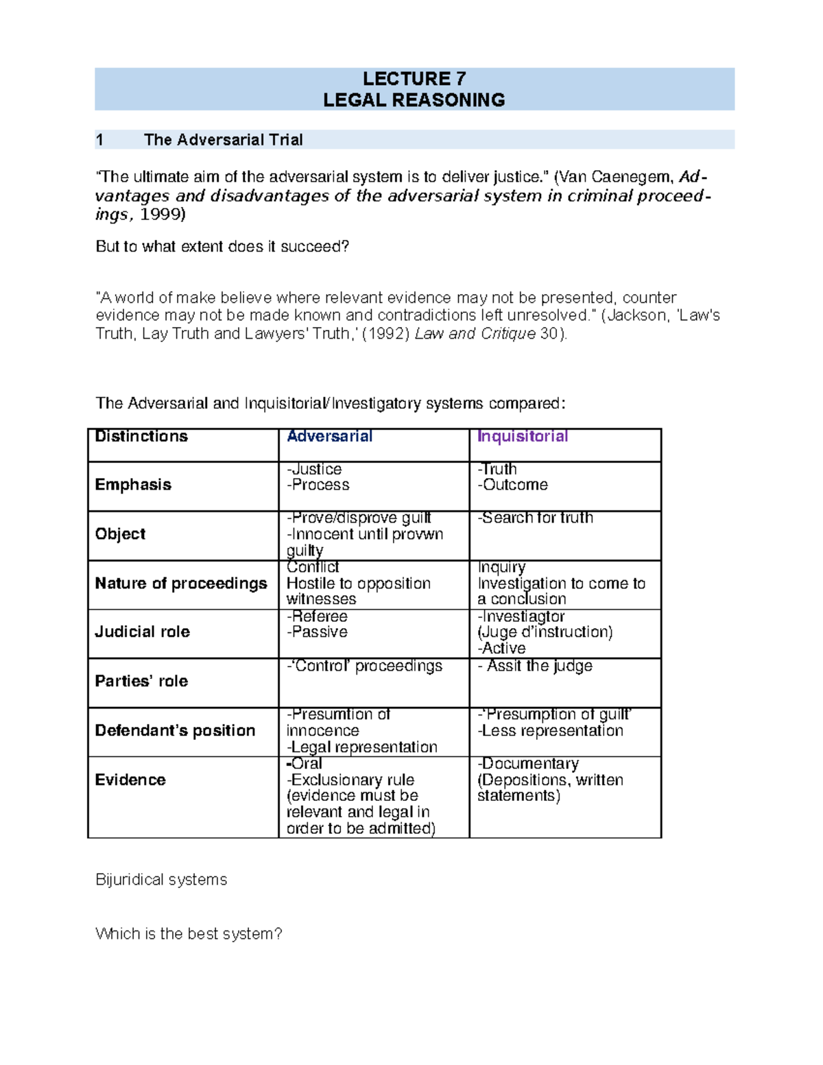 Legal Skills- Legal Reasoning - LECTURE 7 LEGAL REASONING 1 The ...