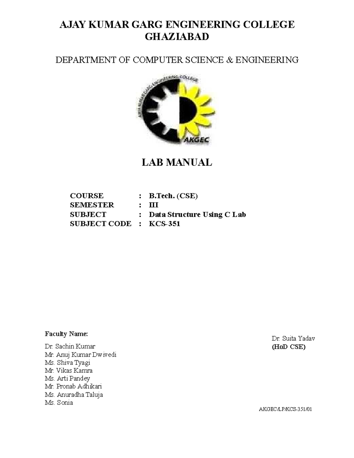 DS Lab Manual KCS-351 (2021-22) - AJAY KUMAR GARG ENGINEERING COLLEGE ...