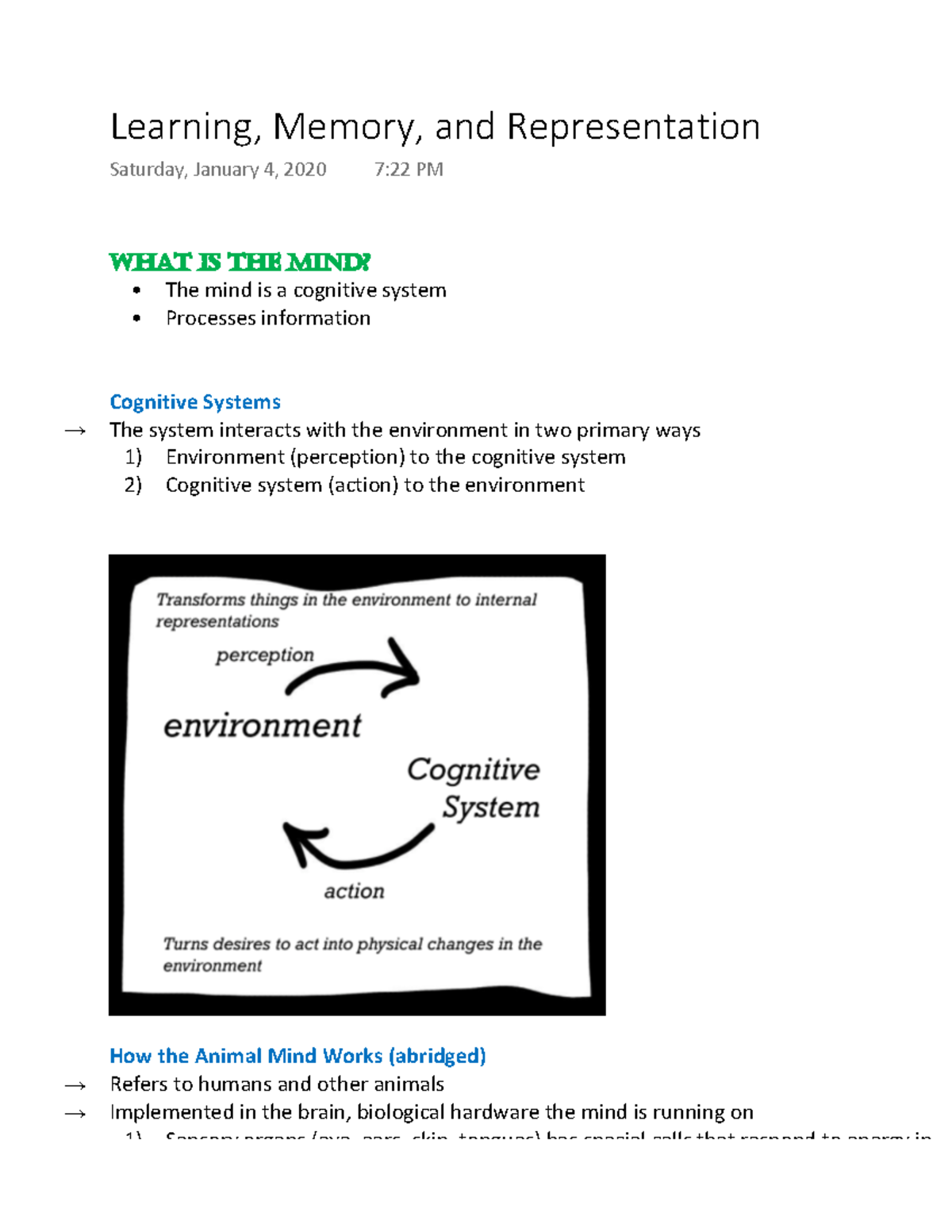 Learning, Memory, and Representation - Warning: TT: undefined function: 32 WHAT IS THE MIND ...