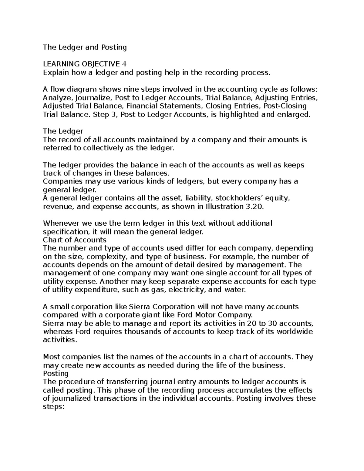 The Ledger and Posting - notes - The Ledger and Posting LEARNING ...