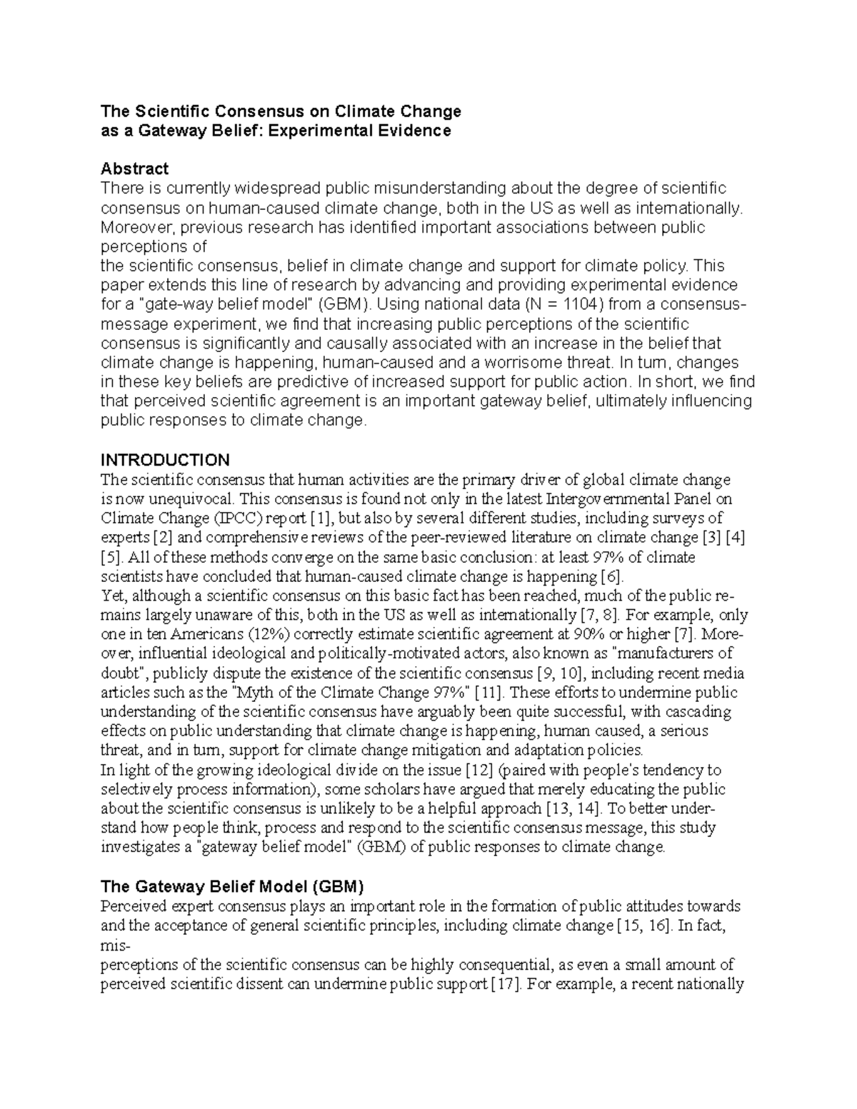 The Scientific Consensus on Climate Change - Moreover, previous ...
