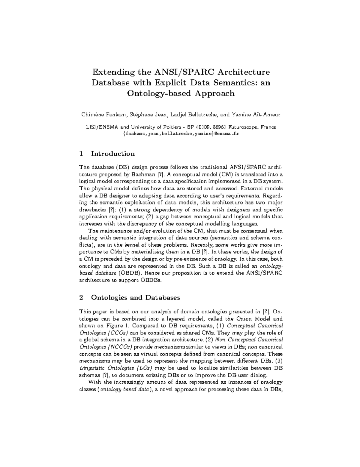 Ansi Sparc Architecture Fankam Extending The Ansisparc Architecture