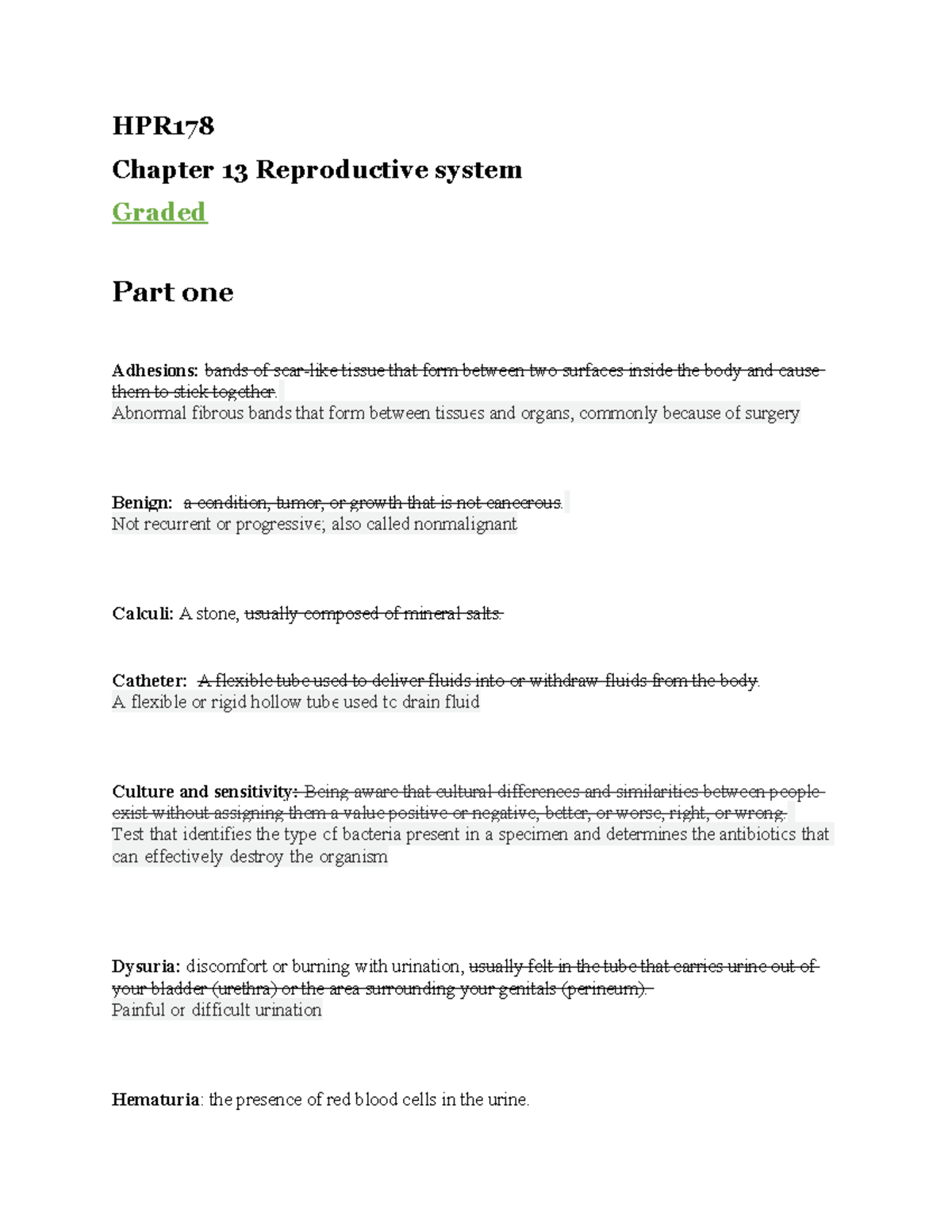HPR178 ch13 graded - HPR - HPR Chapter 13 Reproductive system Graded ...