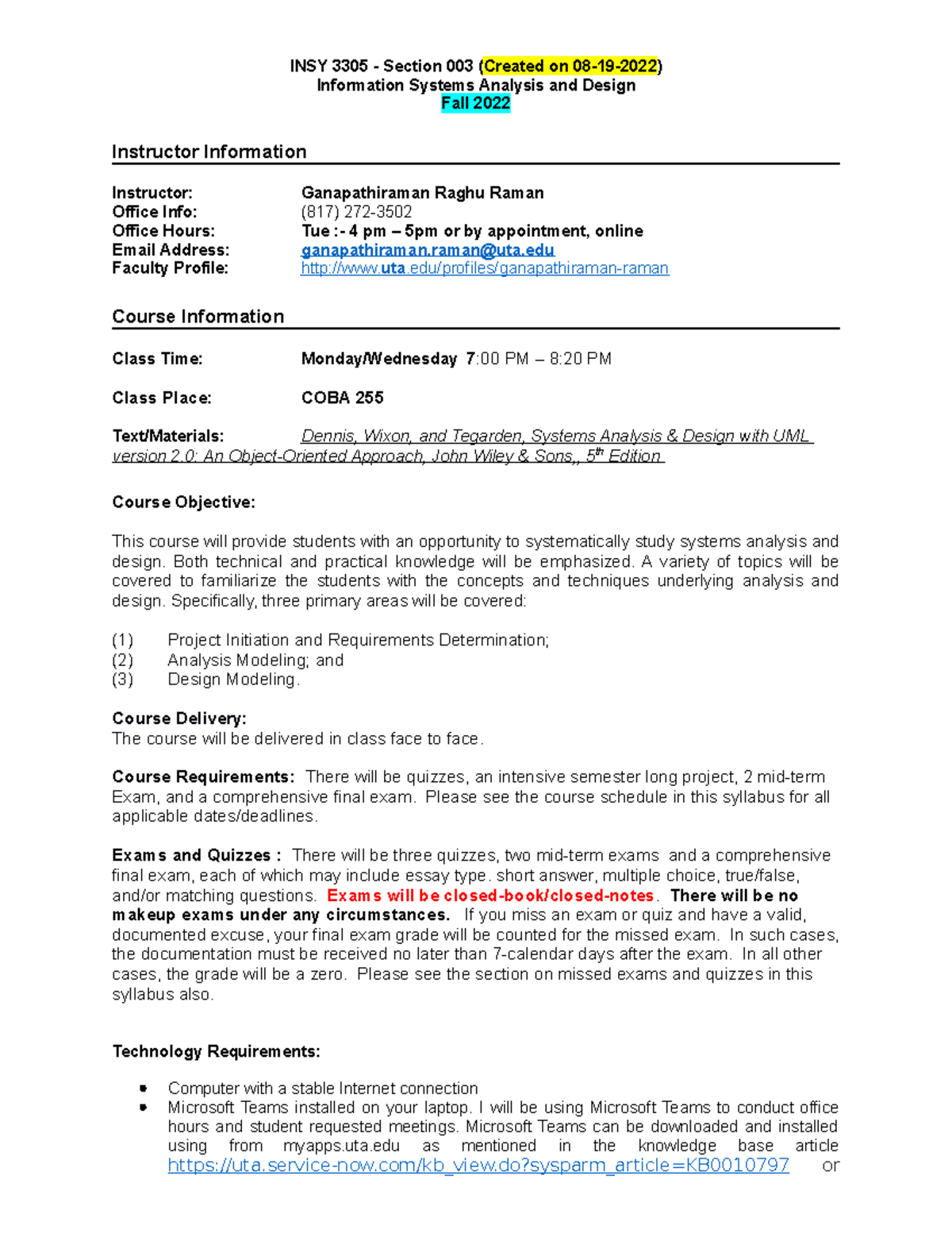 2022-FALL 2228-INSY-3305-003 - INSY 3305 - Section 003 (Created on 08-19-2022) Information ...