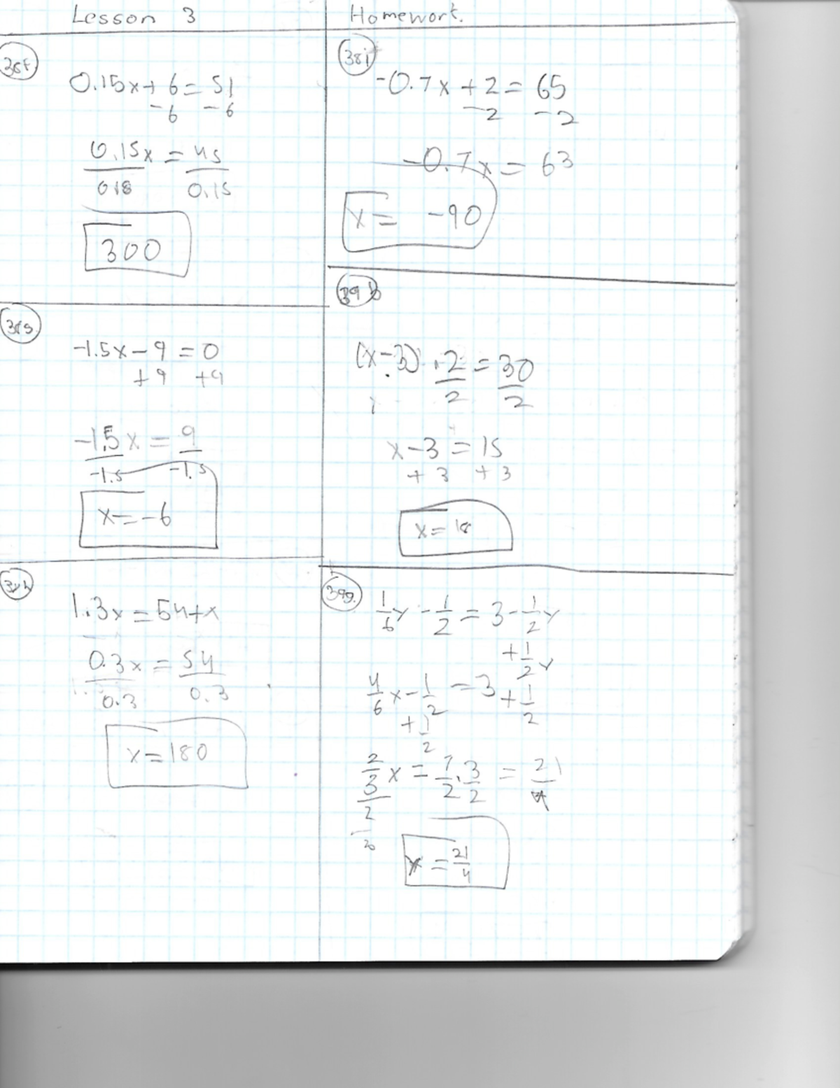 Lesson 3-HW - Description. - Lesson 3 Homework. 36F 381 0+6=51 -0+2=65 ...