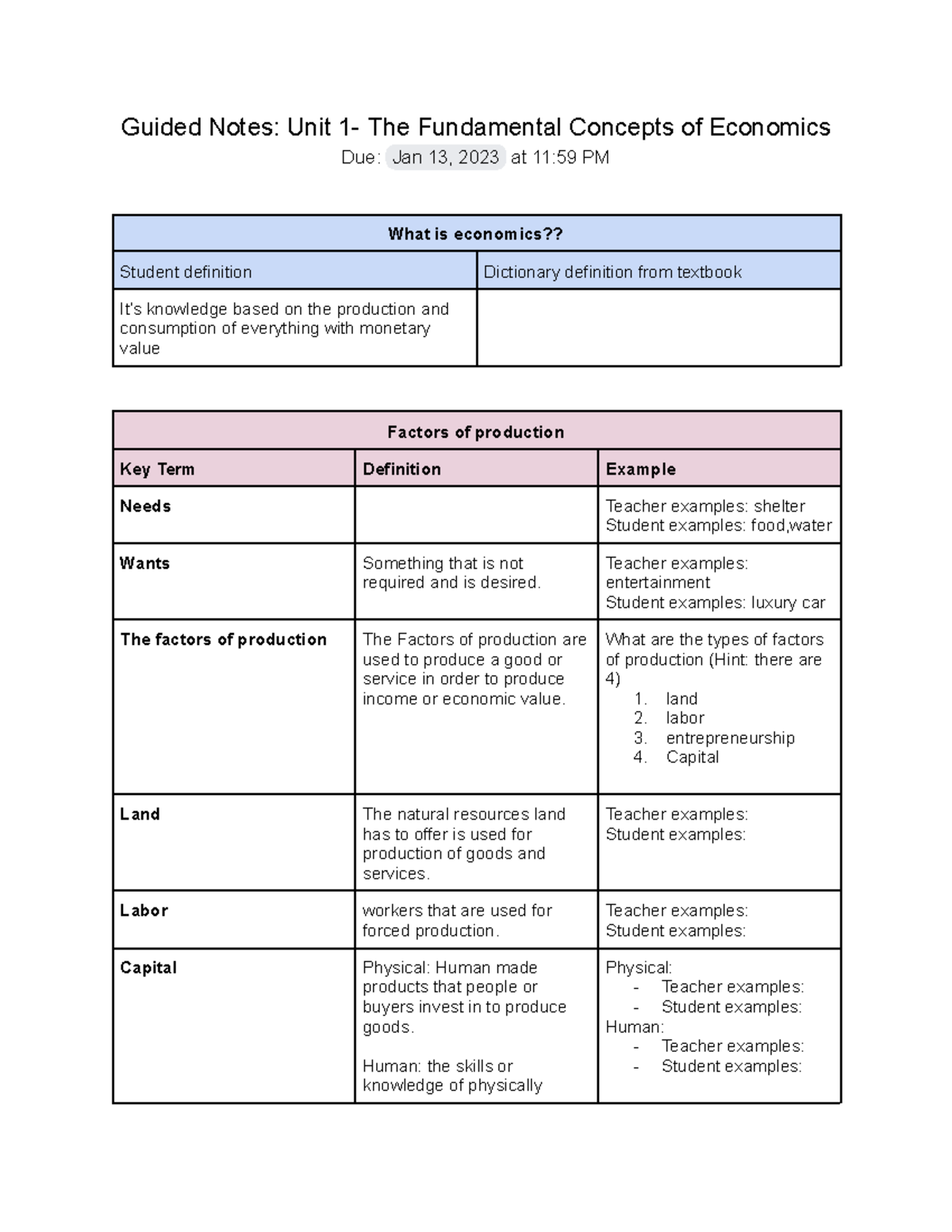 Copy of Guided Notes Unit 1 S23 - Guided Notes: Unit 1- The Fundamental ...
