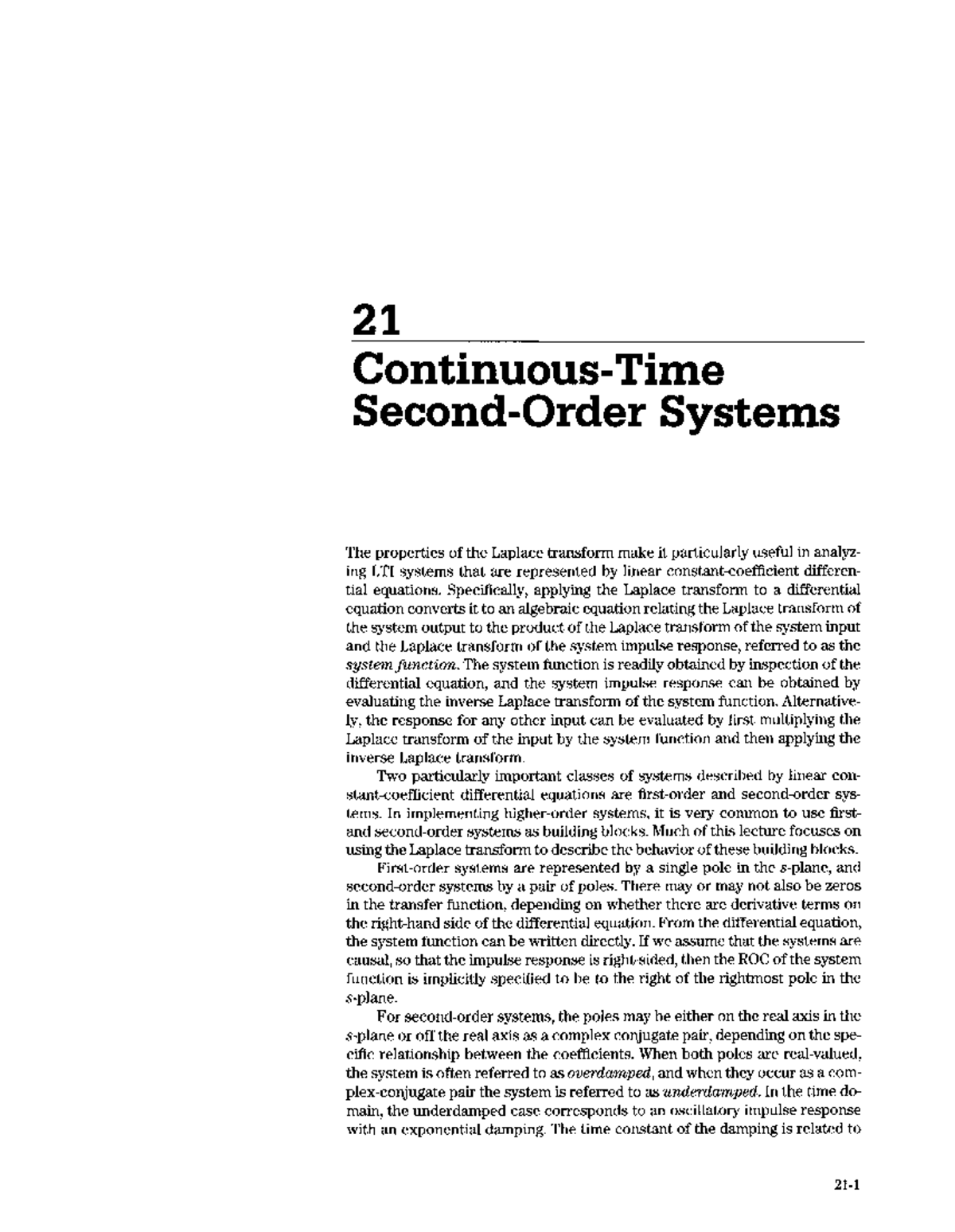 Continuous-Time Second-Order Systems - 21 Continuous-Time Second-Order ...