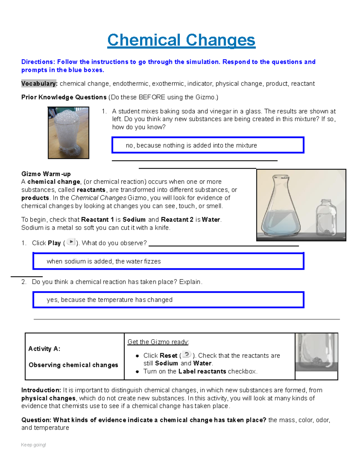 Copy of Chemical Changes - Gizmos Simulation (for Monday 4 26 2021 ...