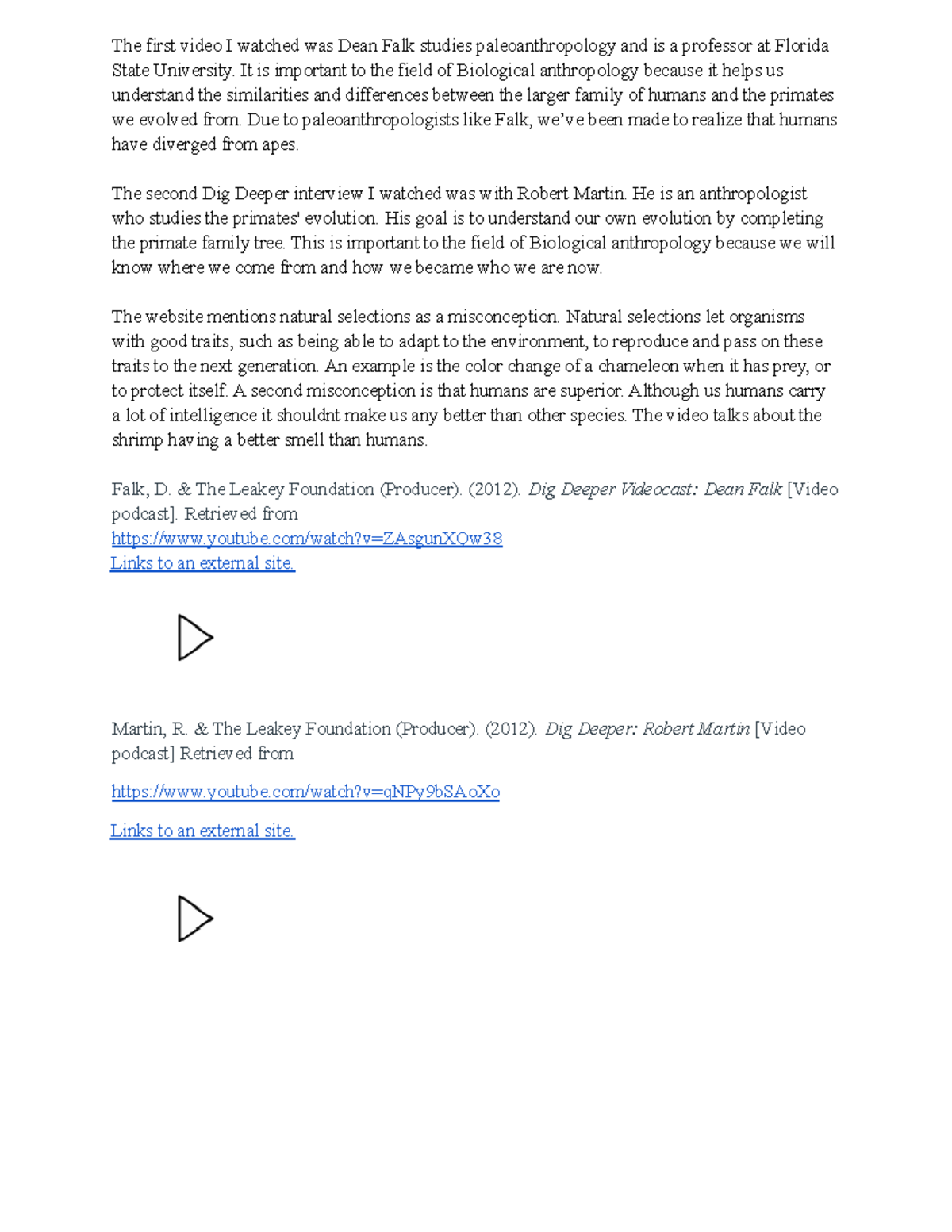 Anthropology Dean Falk - The first video I watched was Dean Falk ...