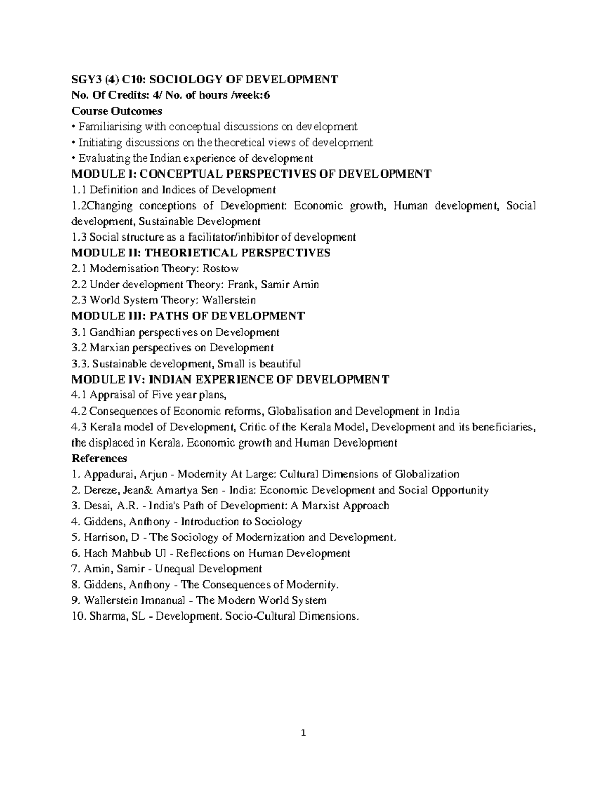 III Semester- sociology of development final- full notes - SGY3 (4) C10 ...