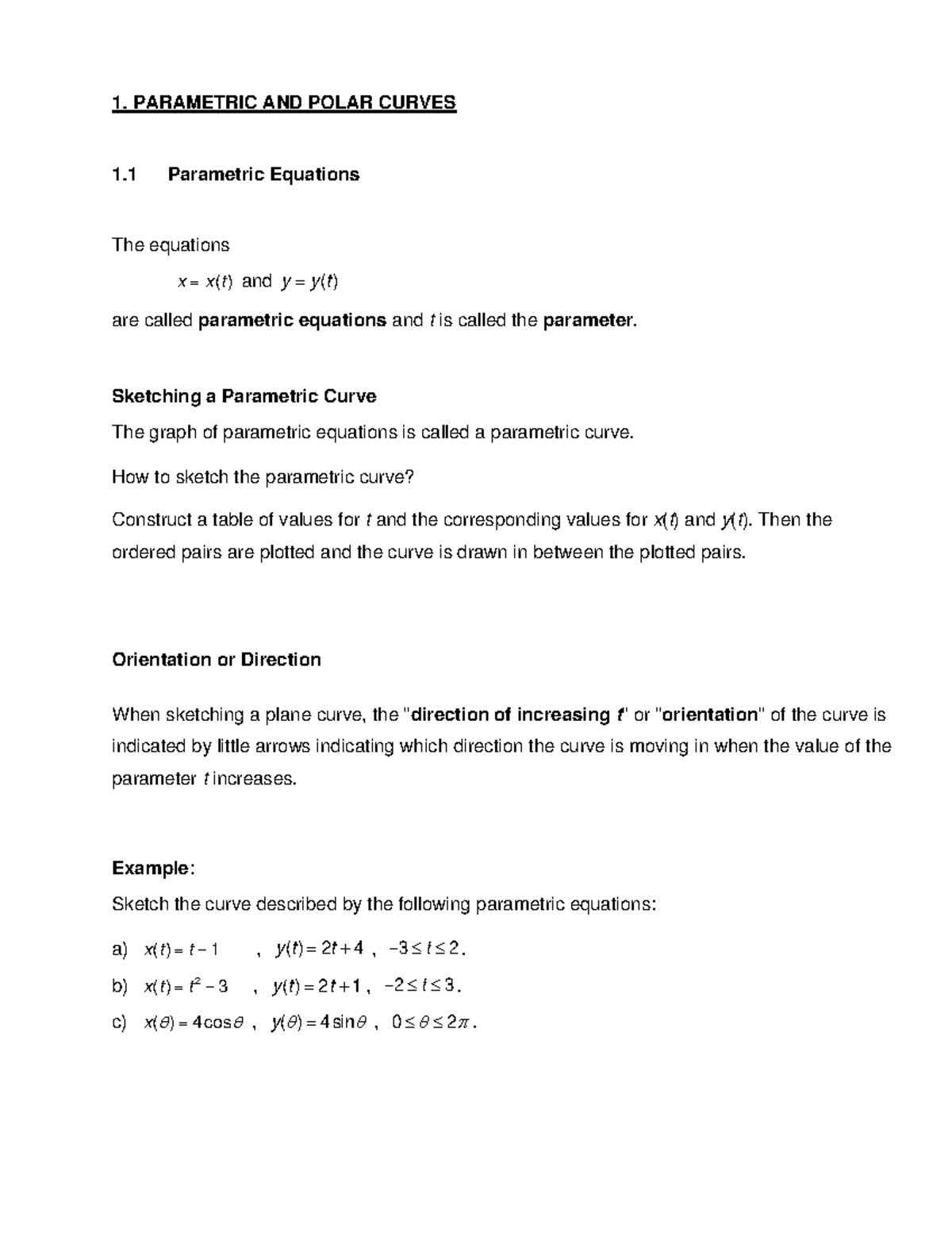 1. Parametric AND Polar Curves (Oct2022) - 1. PARAMETRIC AND POLAR ...