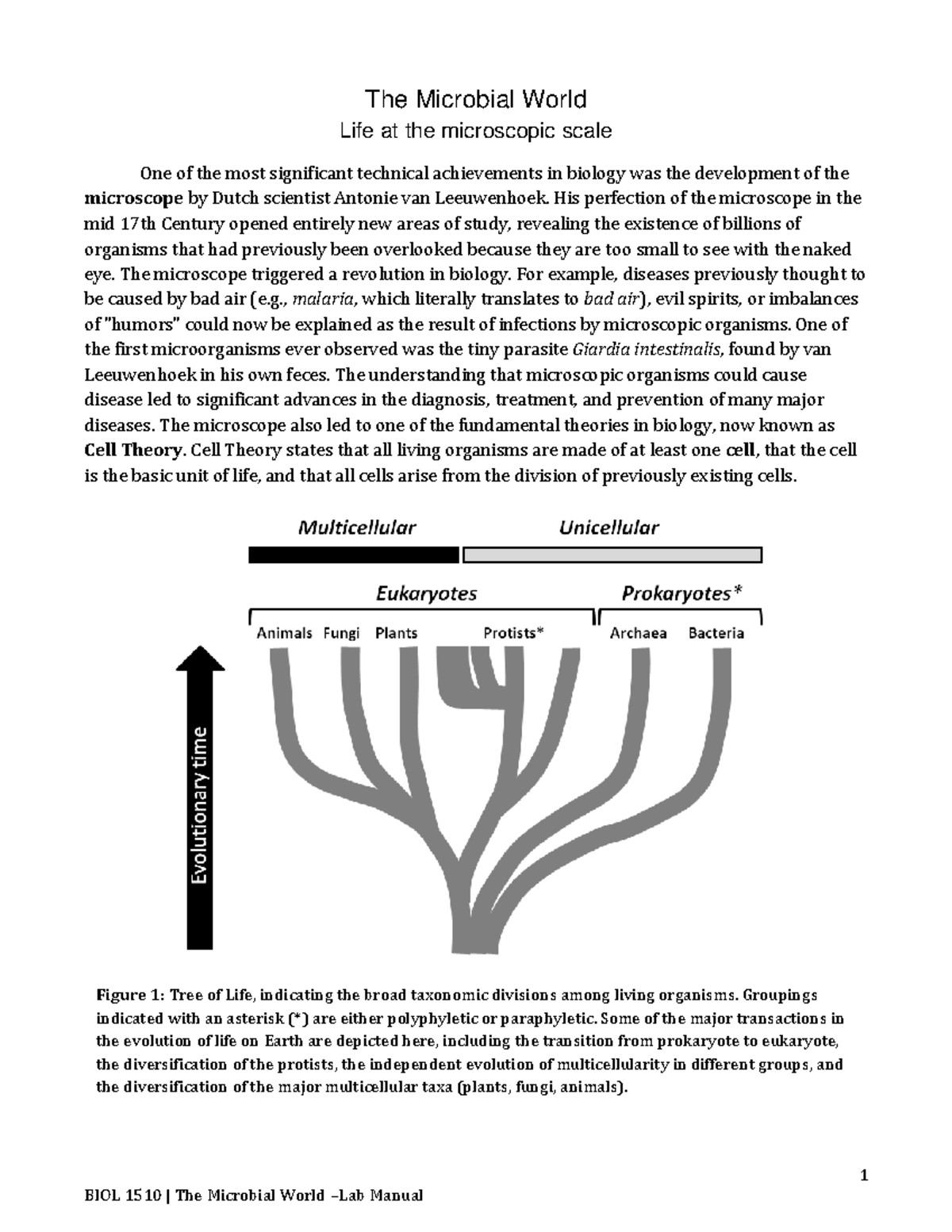 Microbial World Manual - BIOL 1510 - NSU - Studocu