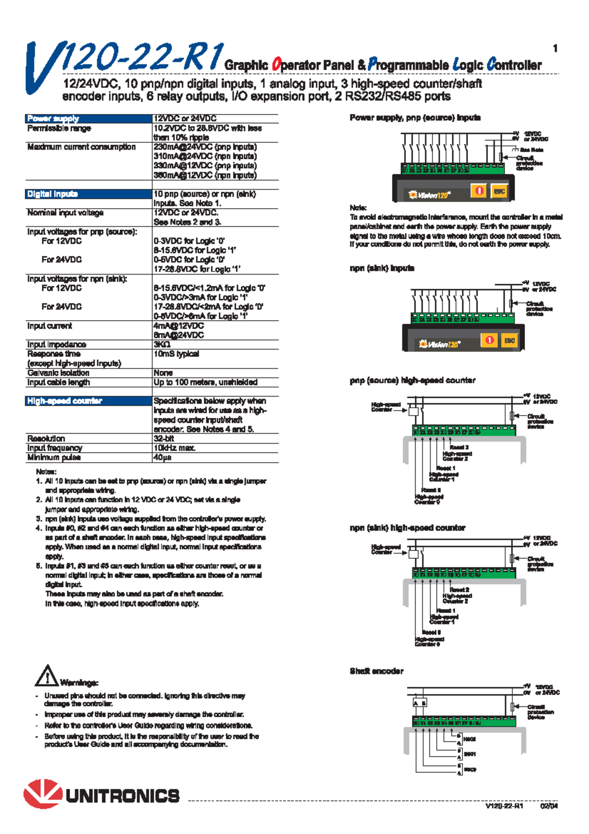 V120 22 R1 541012106 - uno - 1 Graphic Operator Panel Programmable ...