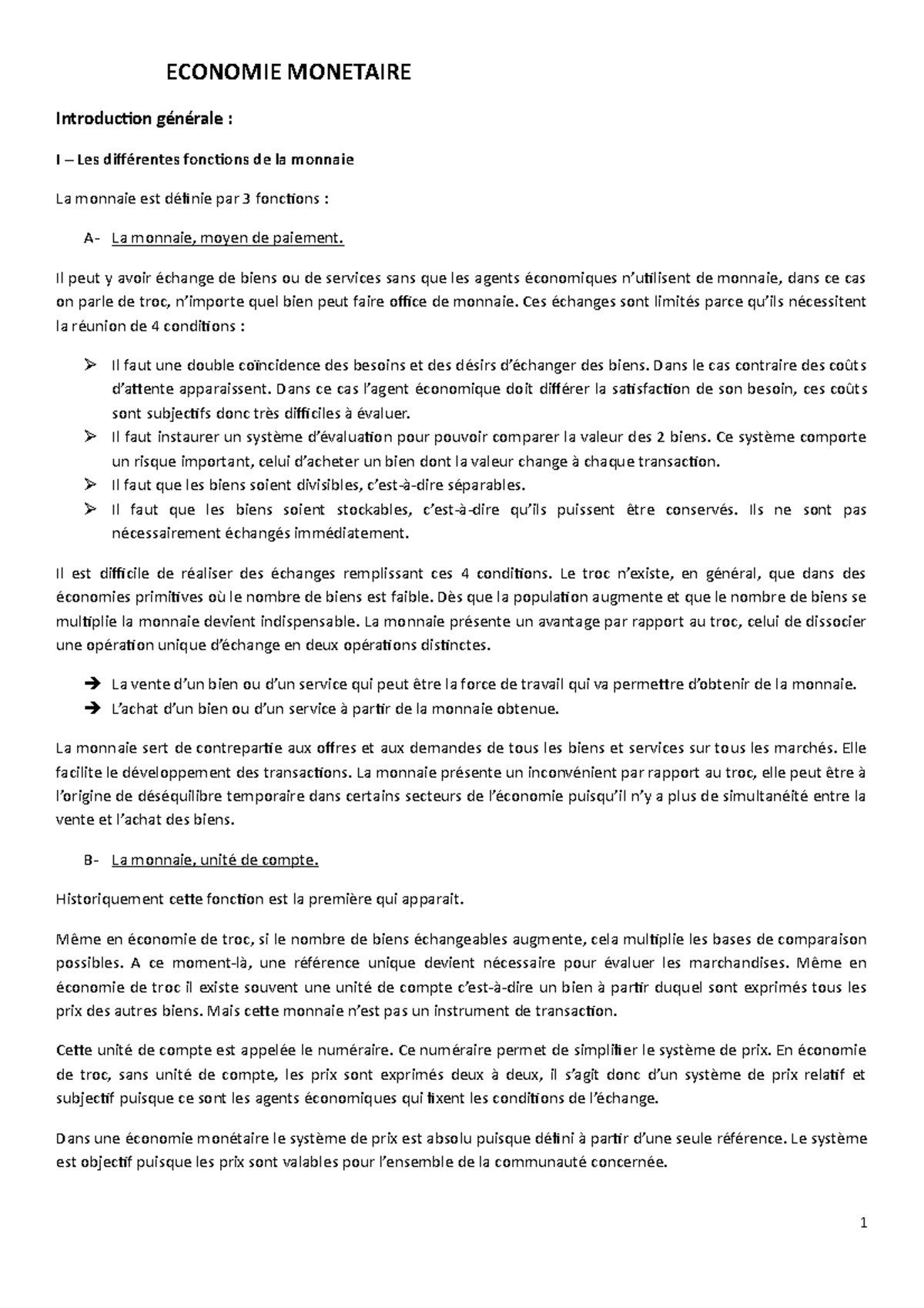 Economie Monetaire - Cours d'économie monétaire niveau licence avec ...