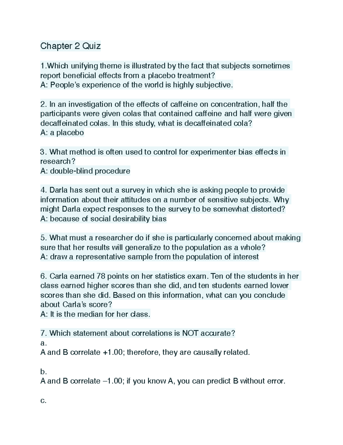 Chapter 2 Quiz PDF - Quiz Material - Chapter 2 Quiz 1 unifying theme is ...