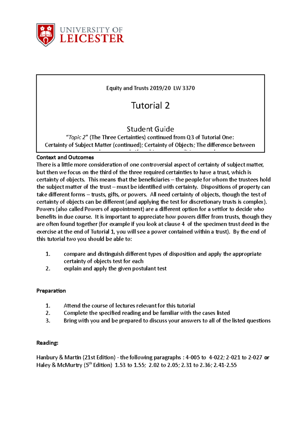 Equity - tutorial 2 - Context and Outcomes There is a little more ...