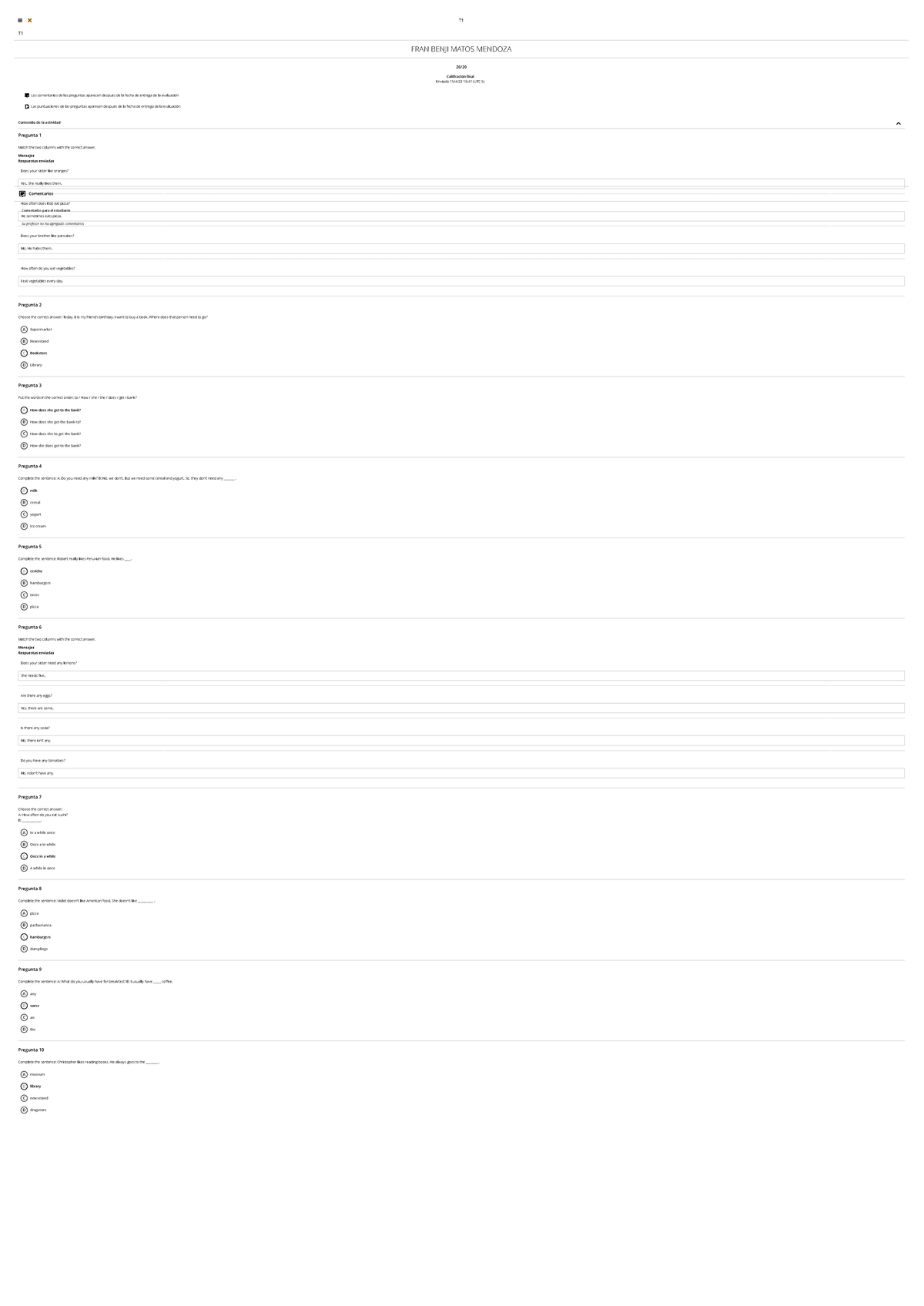 T1 - es una practica calificada donde se desarrolla las 4 semanas - T Los comentarios de las ...