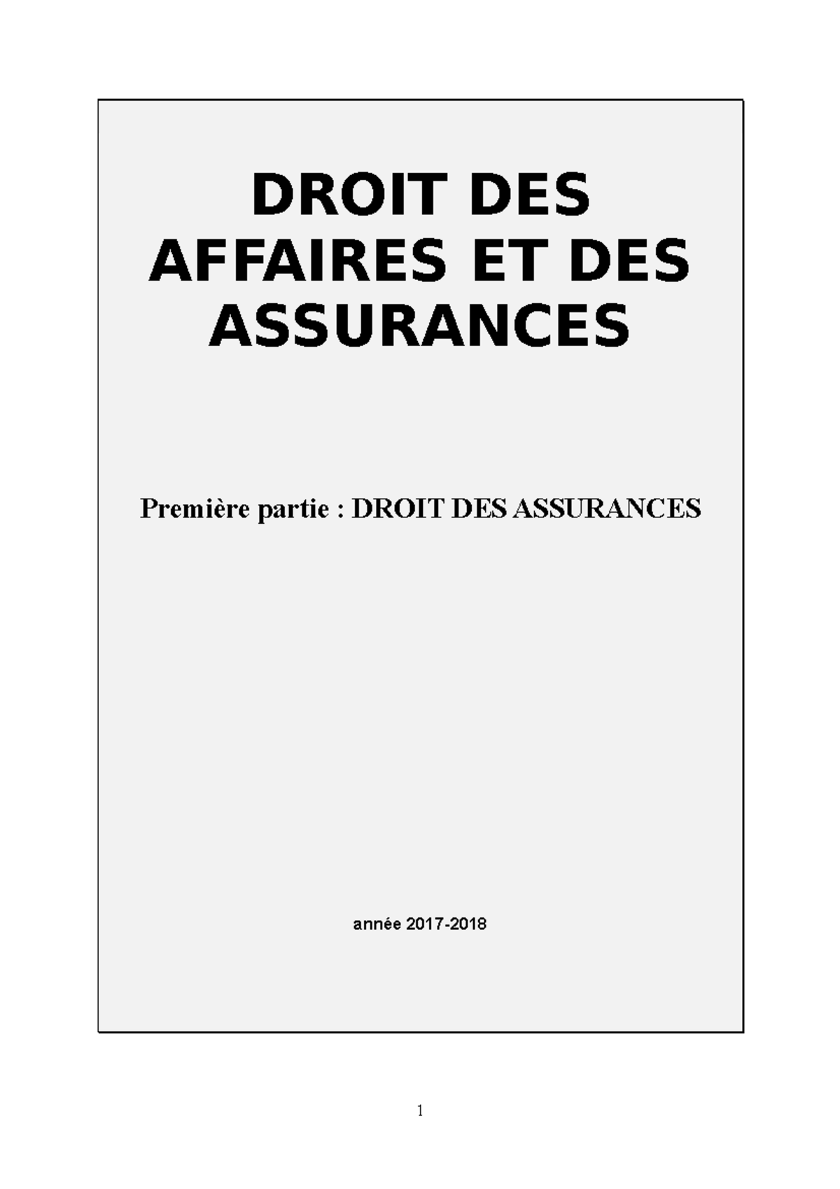 Syllabus droit des assurances - DROIT DES AFFAIRES ET DES ASSURANCES ...