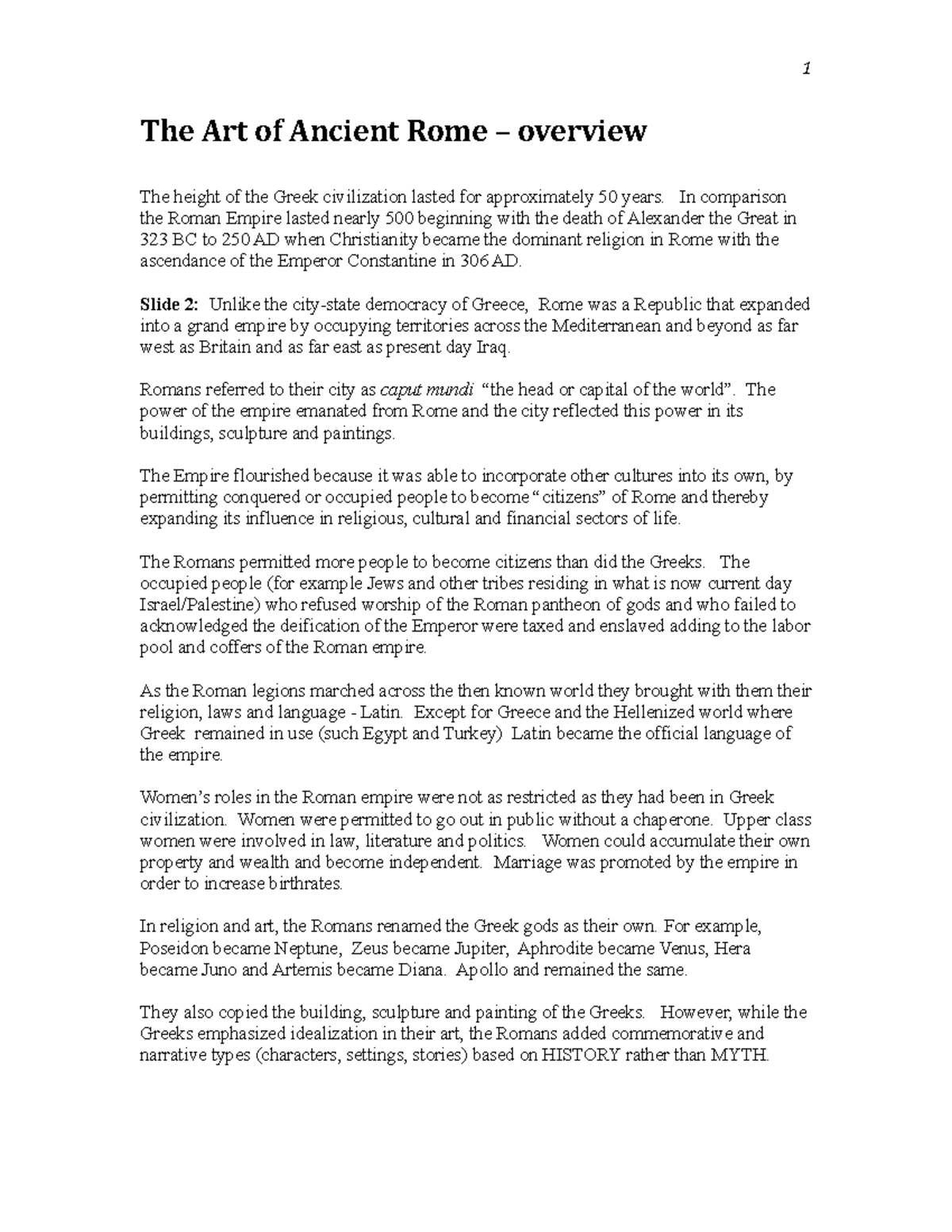 6 Study Guide Ancient Rome - The Art of Ancient Rome – overview The ...