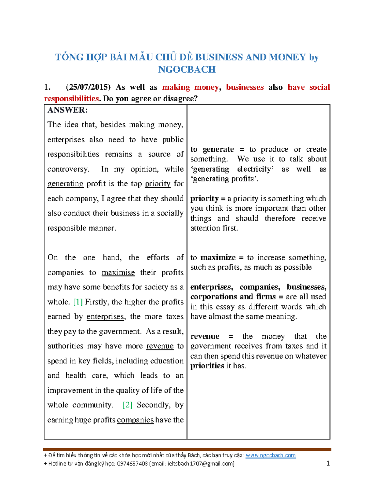 TỔNG HỢP BÀI MẪU THEO CHỦ ĐỀ Business AND Money BY Ngocbach - Đß tìm ...