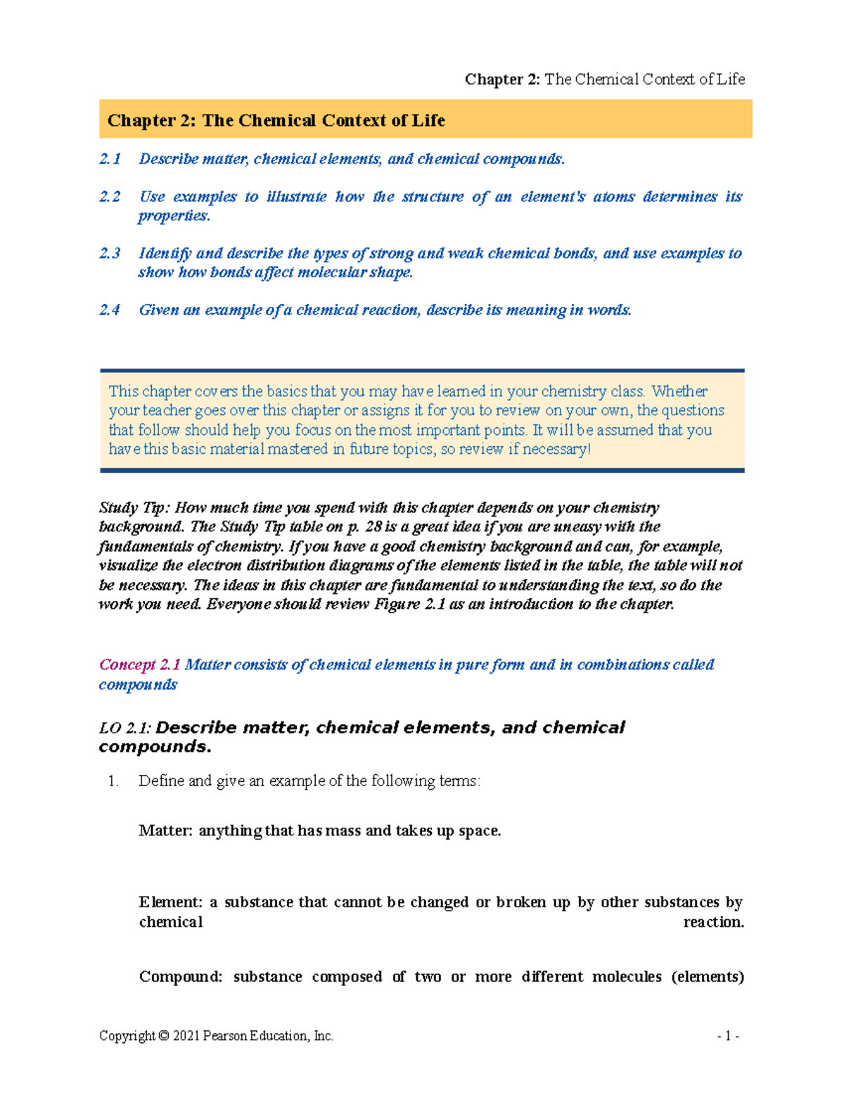 Bio12 ARG 02 edited - chapiter 2 unit 1 - Chapter 2: The Chemical ...