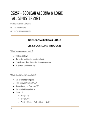 2021-boolean algebra & logic-chapter notes 10 - CS257 - OCC - Studocu