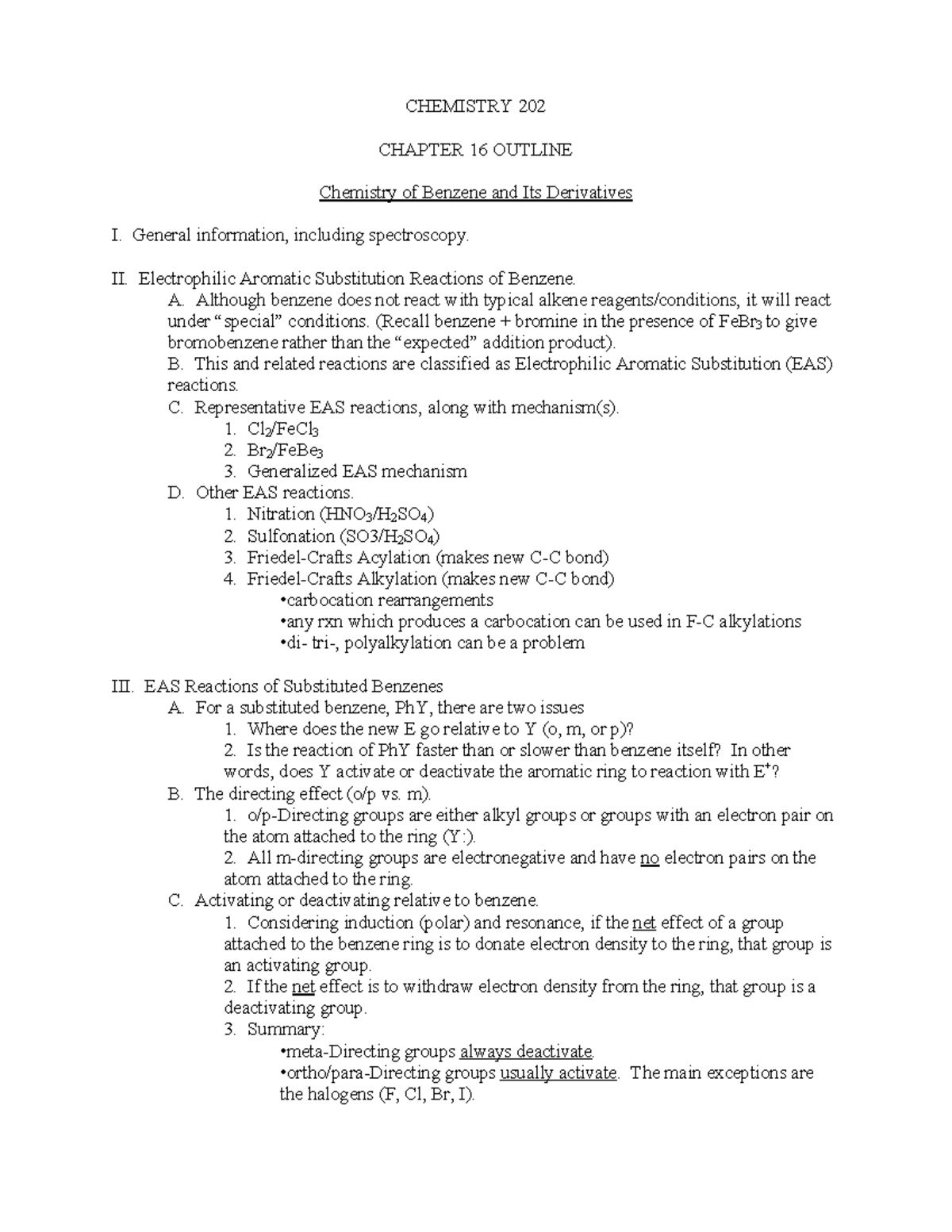 CHM202 chpt16 out - Ch16 outline - CHEMISTRY 202 CHAPTER 16 OUTLINE ...