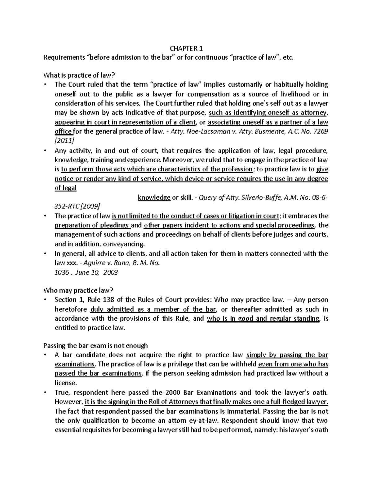 Toaz - PALE - CHAPTER 1 Requirements “before admission to the bar” or ...
