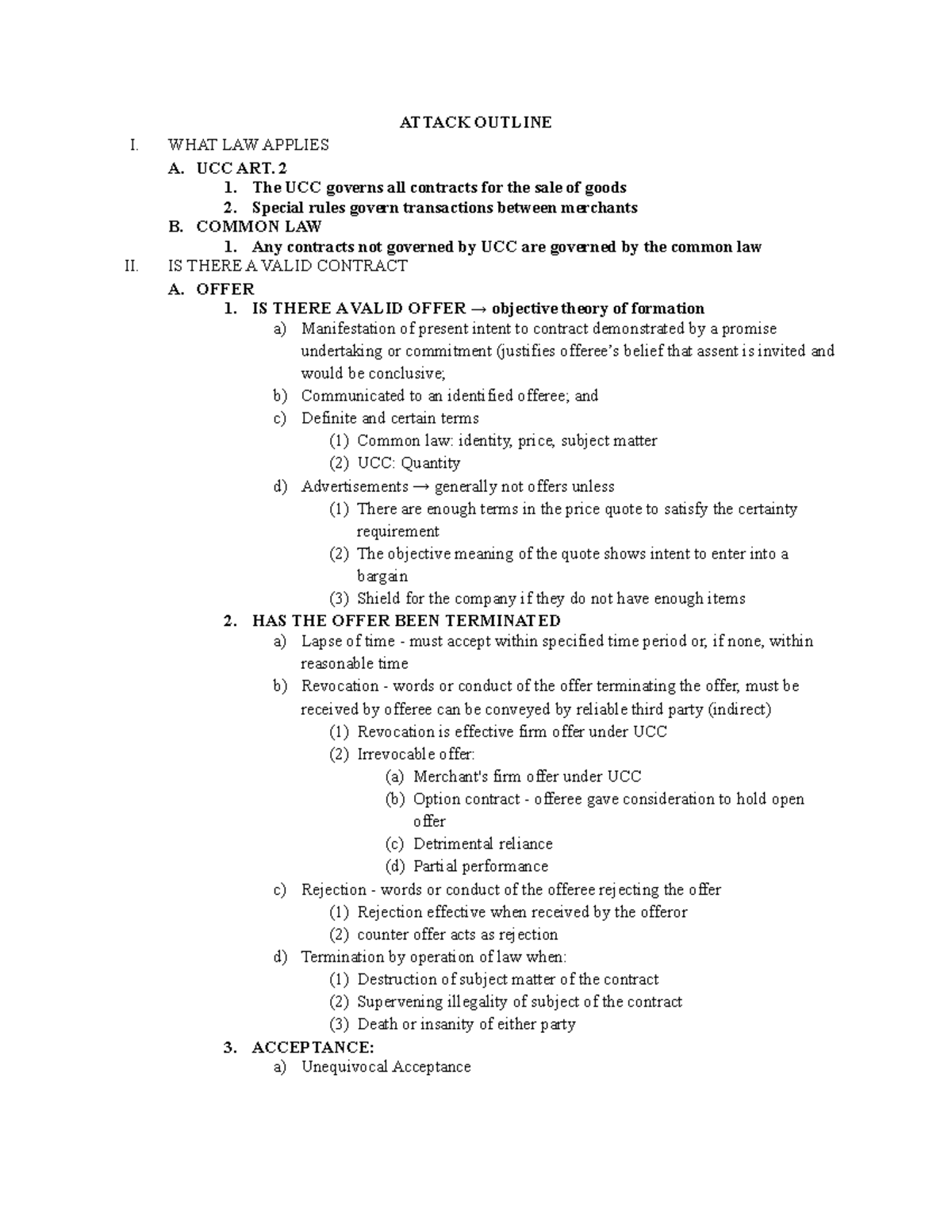 Attack outline + Damage formulas - ATTACK OUTLINE I. WHAT LAW APPLIES A ...