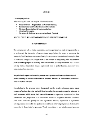 CCB(U2) - Cross Cultural Management Lecture Materials - Unit II Culture ...