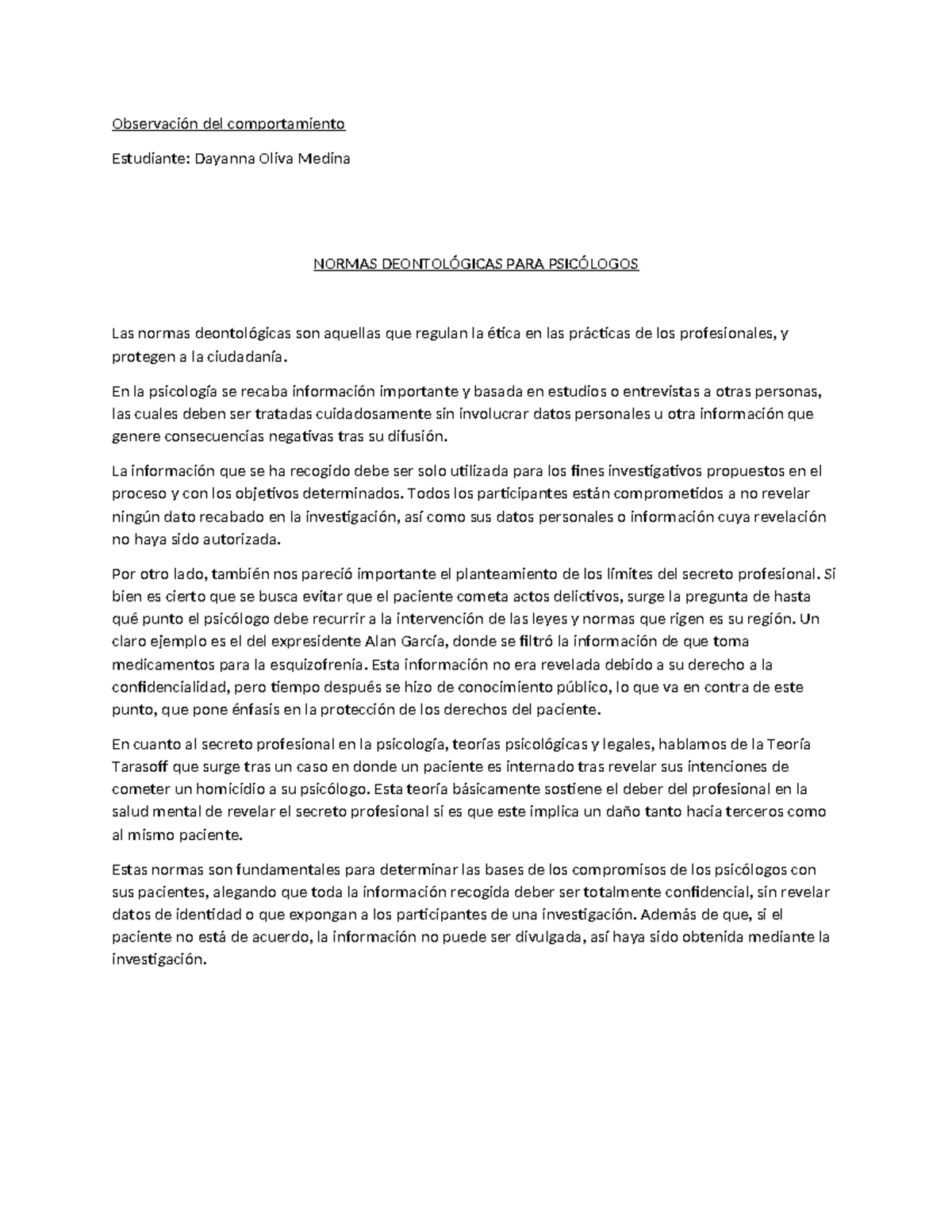 normas deontológicas - En la psicología se recaba información ...