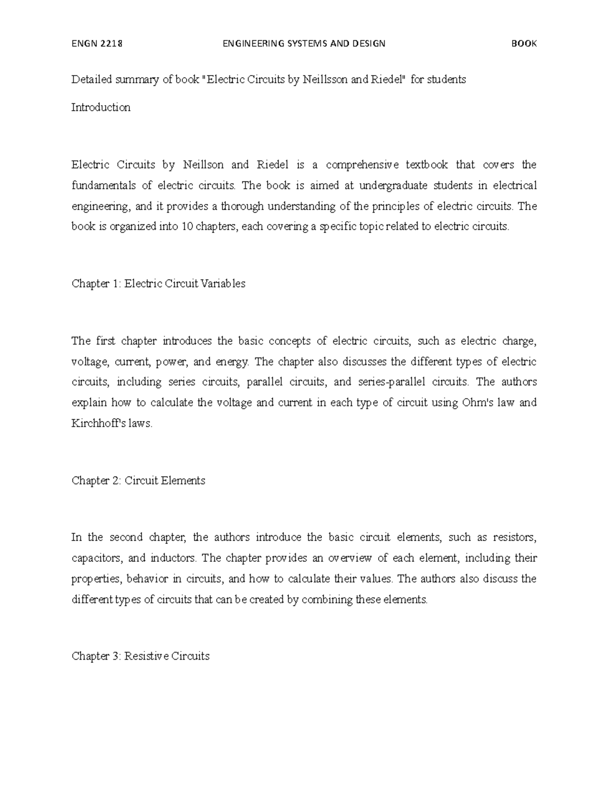 Detailed summary of book Electric CIrcuit by Nilsson And Reidel ...
