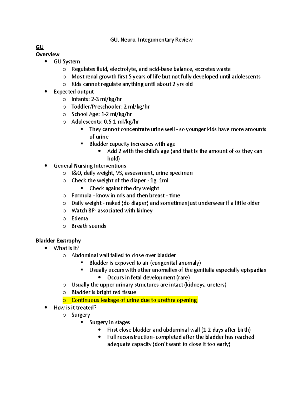 GU, Neuro, Integumentary Lecture Notes - GU, Neuro, Integumentary ...