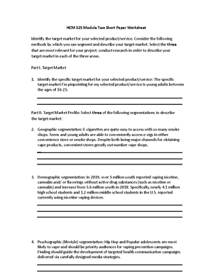 HCM 325 Module One Journal Worksheet - HCM 325 Module One Journal ...