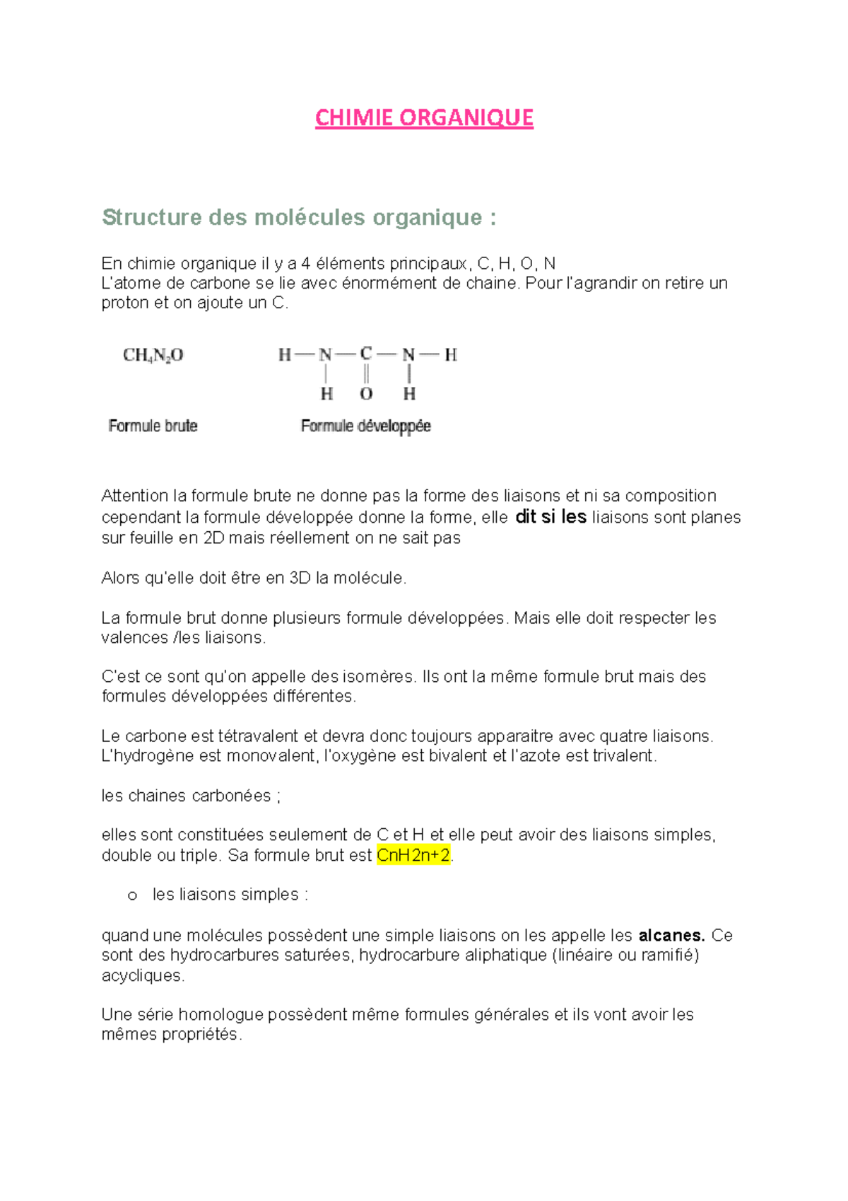 Chimie organique partie 1 - CHIMIE ORGANIQUE Structure des molécules ...