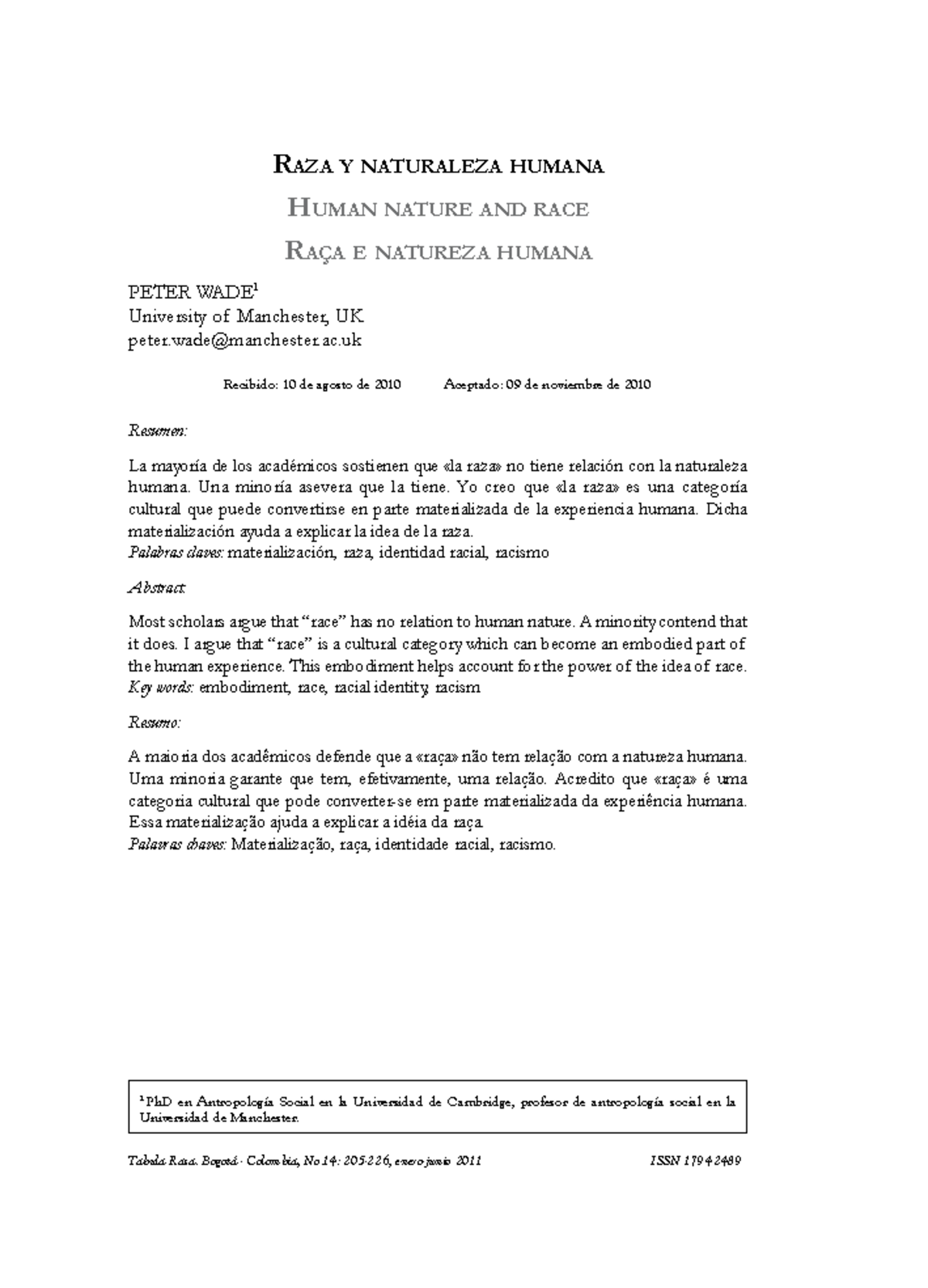 Peter Wade - sadsadsadadsa - Raza y natuRaleza humana human natuRe and ...