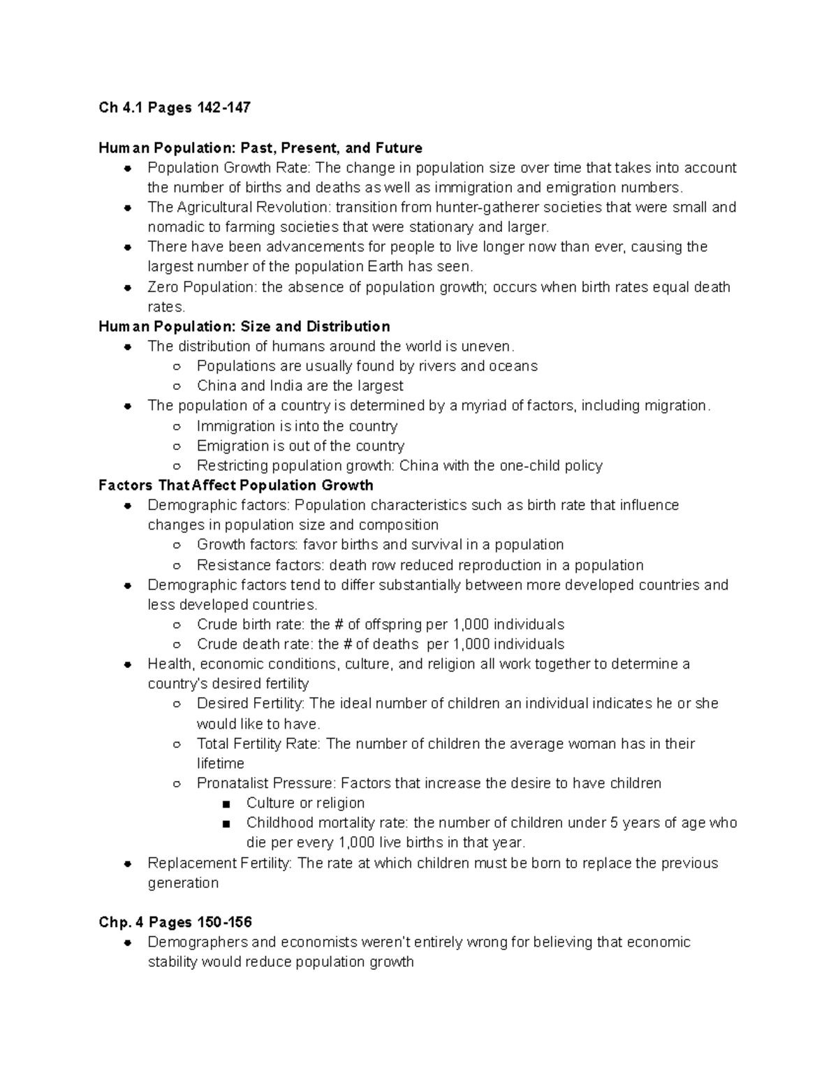 Ch 4.1. and 5.1. selected pages - Ch 4 Pages 142- Human Population ...