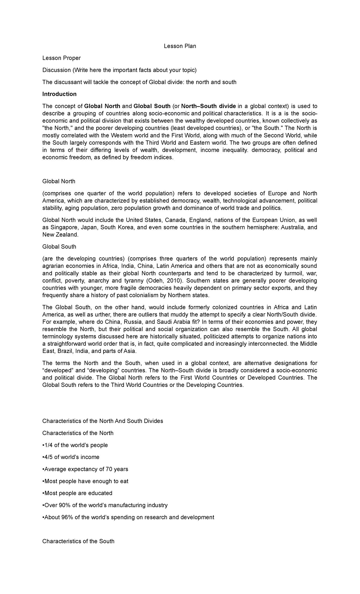 Compilation of Notes In the Contemporary World - Lesson Plan Lesson ...