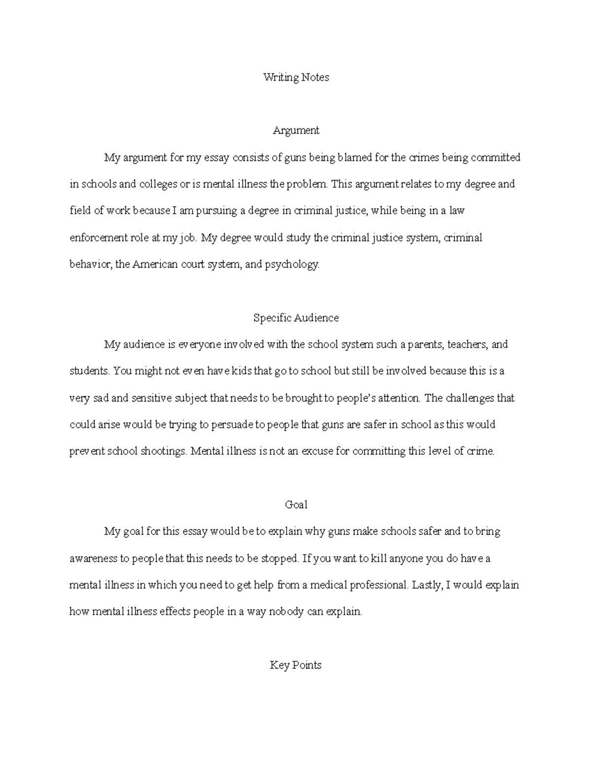 2-5 Writing Notes - Writing Notes Argument My argument for my essay ...