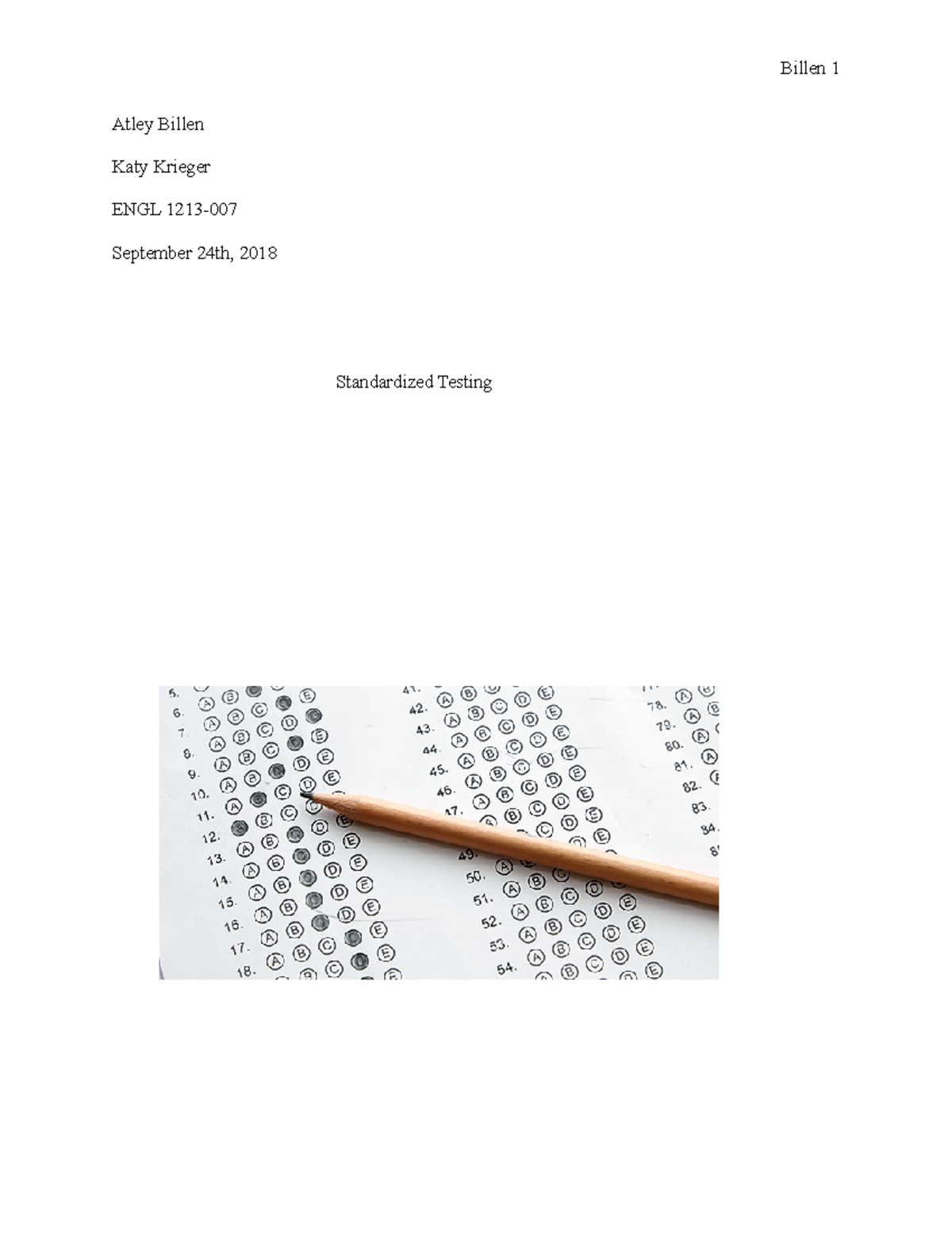 Document 3 - Journal - Billen 1 Atley Billen Katy Krieger ENGL 1213-007 ...