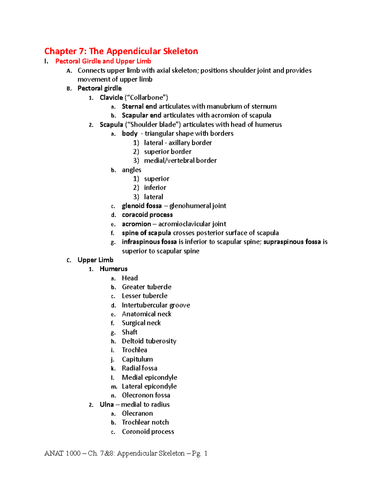 Ch. 7 and 8 outline - Lecture notes Chapter 7 + 8 - Chapter 7: The ...